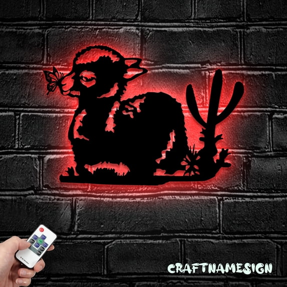 Craftnamesign Baby Alpaka Farmhouse Metal LED Light, Llama Farm Sign ...