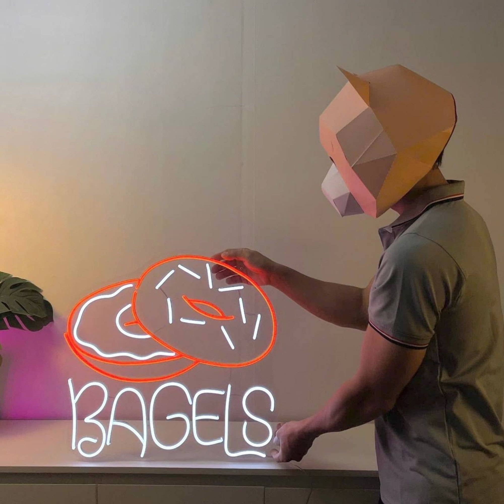 Craftnamesign Bagels Neon Light For Wall Decor, Open Bagel Bakery Led ...