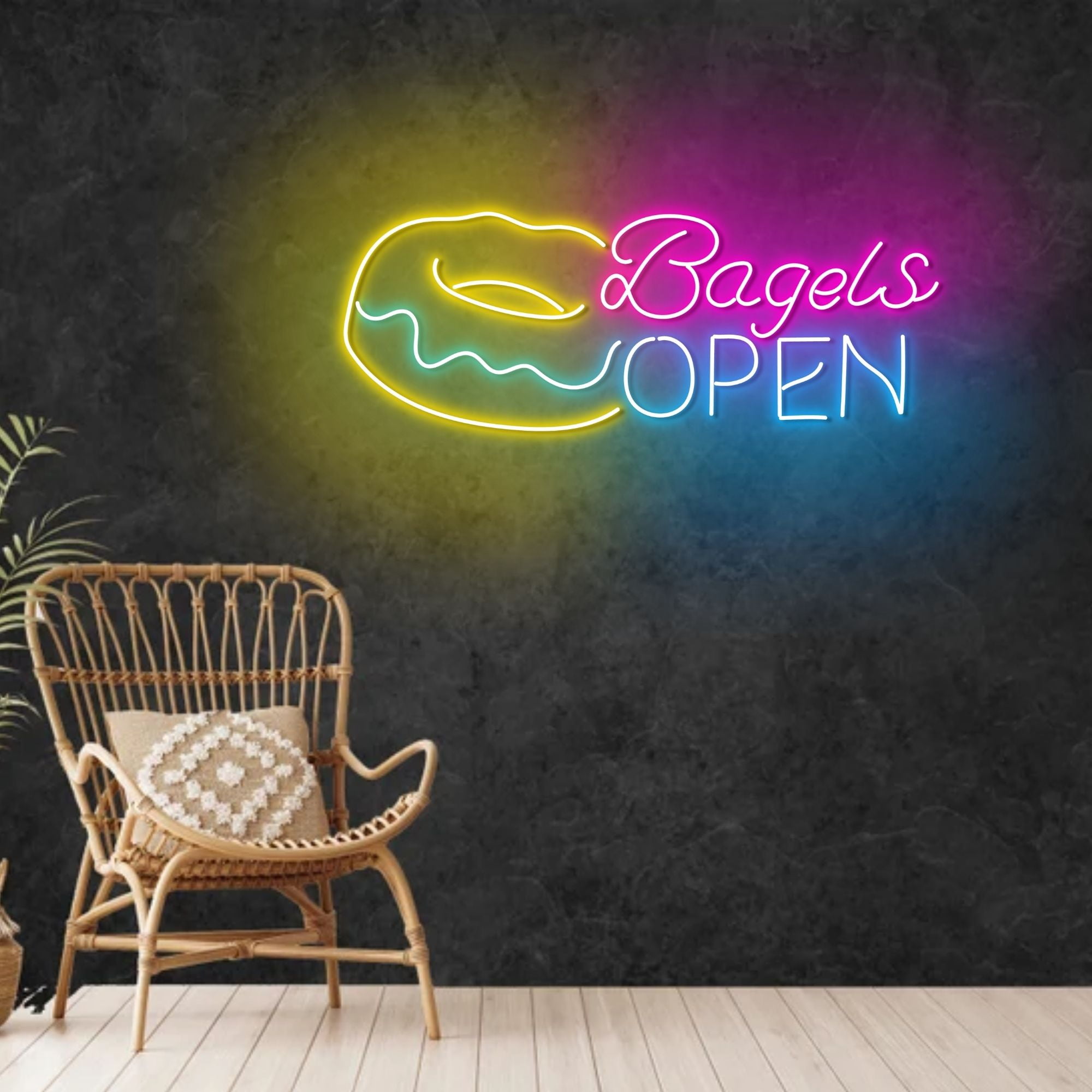 Craftnamesign Bagels Open Neon Light, Bagels Wall Art, Store LED Light ...