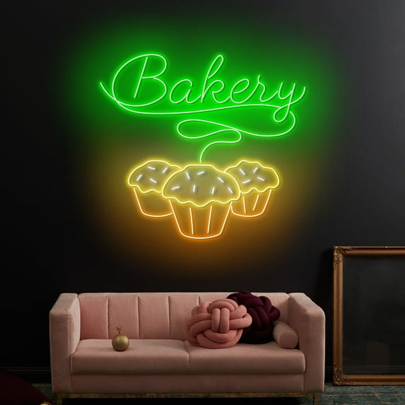 Craftnamesign Bakery Neon Art Signboard, Open Led Light For Bakery Wall ...