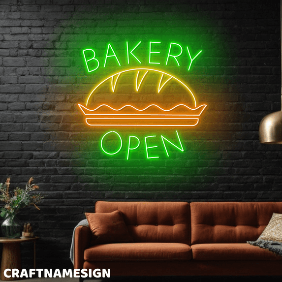 Craftnamesign Bakery Open Neon Light, Welcome Sign LED For Bakery Store ...