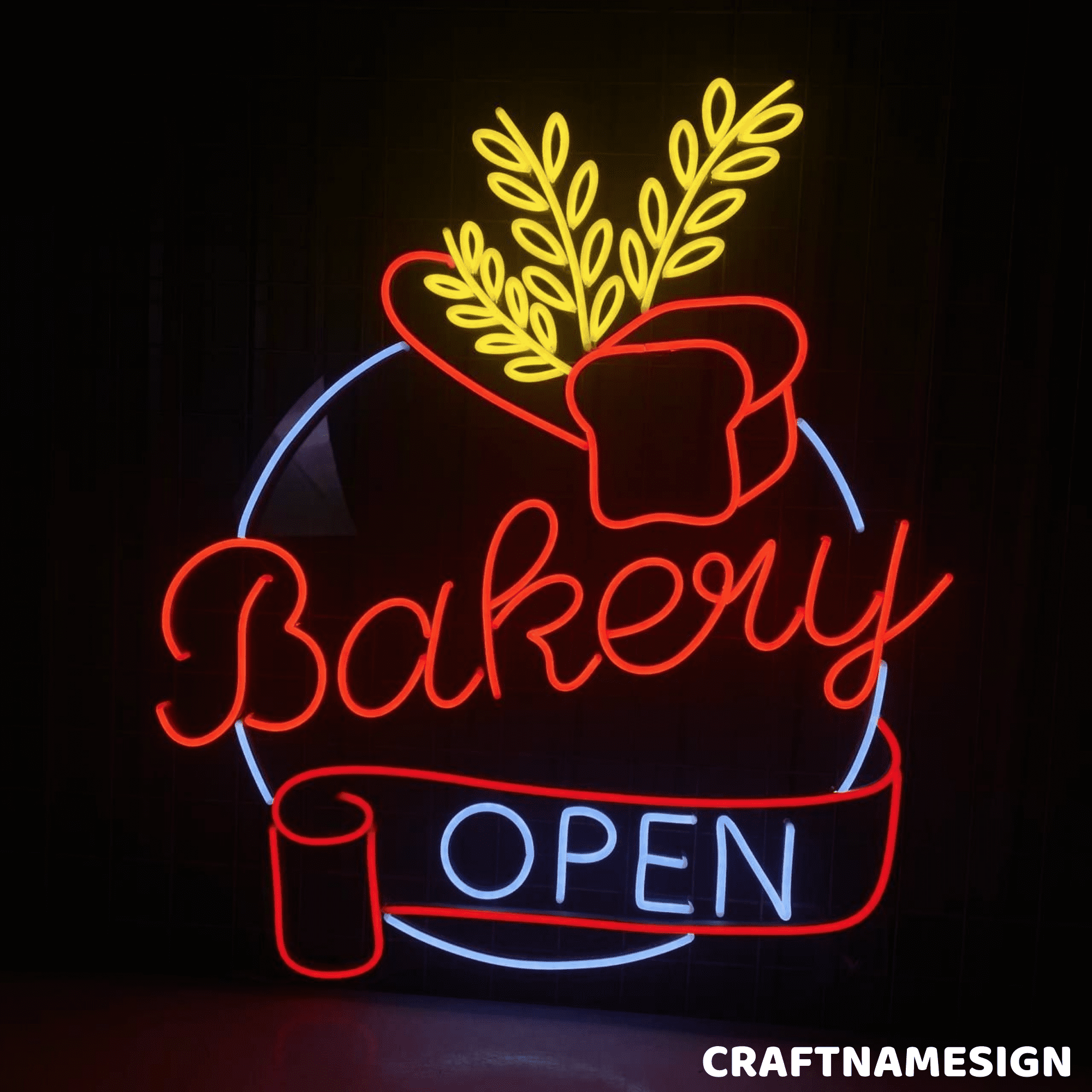 Craftnamesign Bakery Open Neon Sign For Bread Store Wall Art, Welcome ...