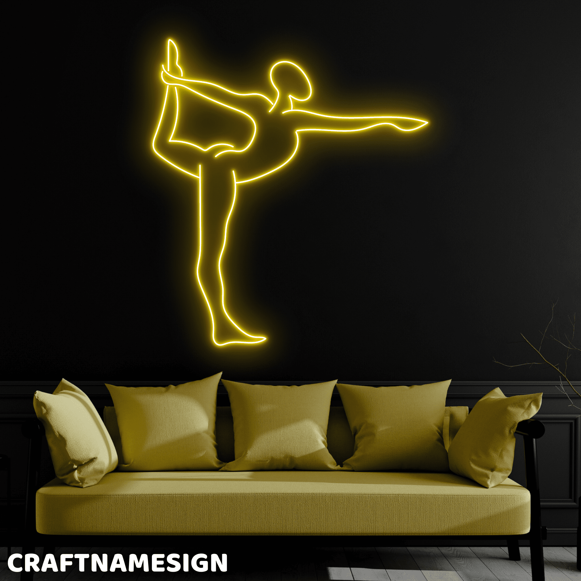 Craftnamesign Balance Yoga Pose Neon Sign, Yoga Studio Wall Art, Yoga ...