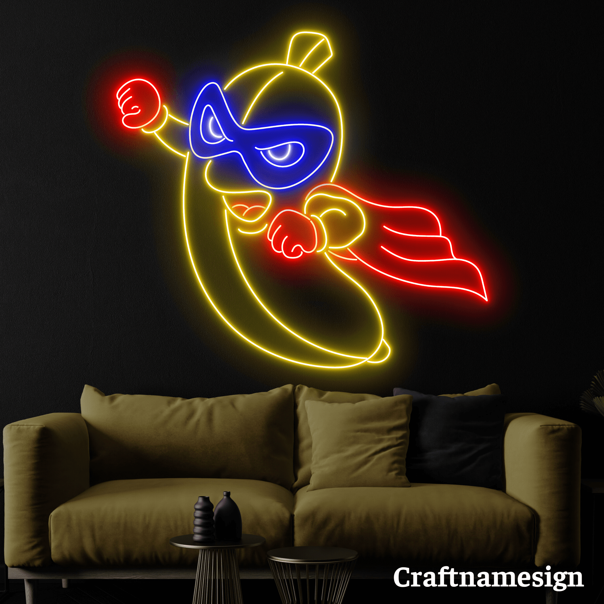 Craftnamesign Banana Superman Fly In The Sky Neon Sign Kid Room Bedroom ...