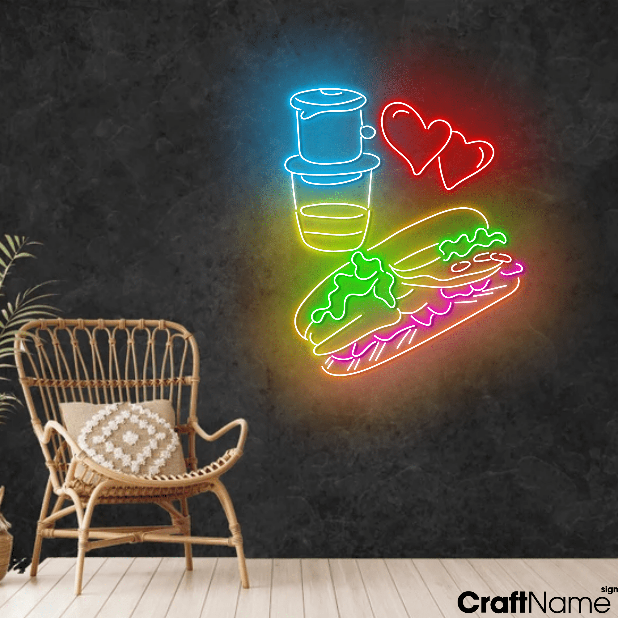 Craftnamesign Banh Mi Cafe Wall Art Neon Light, Vietnamese Restaurant ...