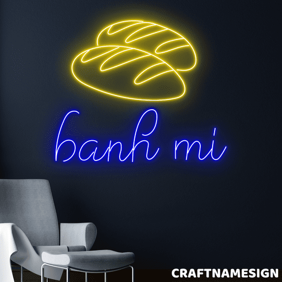 Craftnamesign Banh Mi Neon Sign, Bakery Wall Decor, Vietnamese Food ...