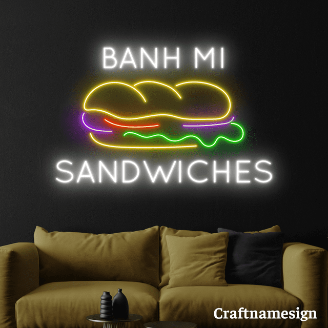 Craftnamesign Banh Mi Sandwiches Neon Sign for Breakfast Shop Banh Mi ...