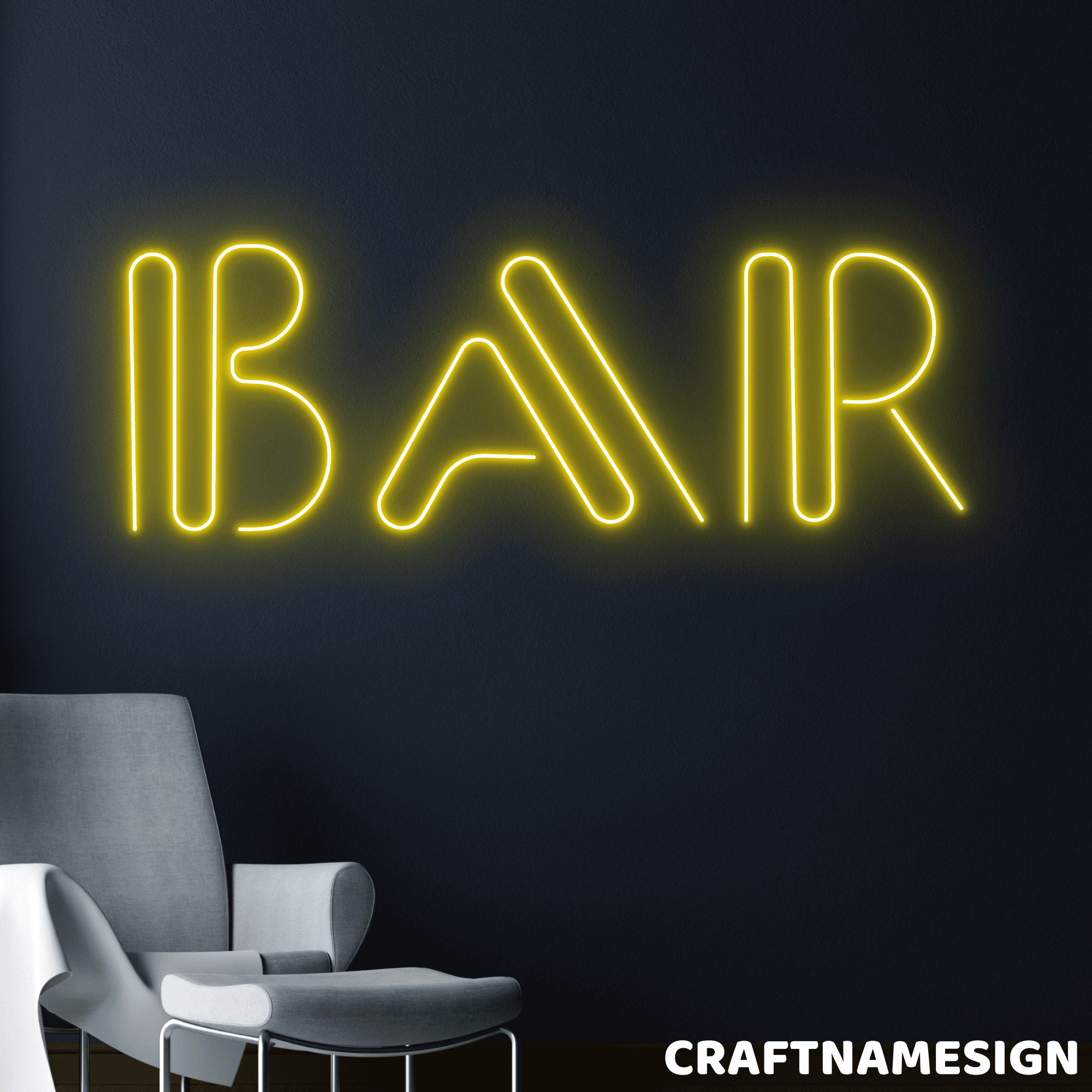 Craftnamesign Bar Line Art Neon Sign, Club Wall Decor, Wine Bar Pub ...
