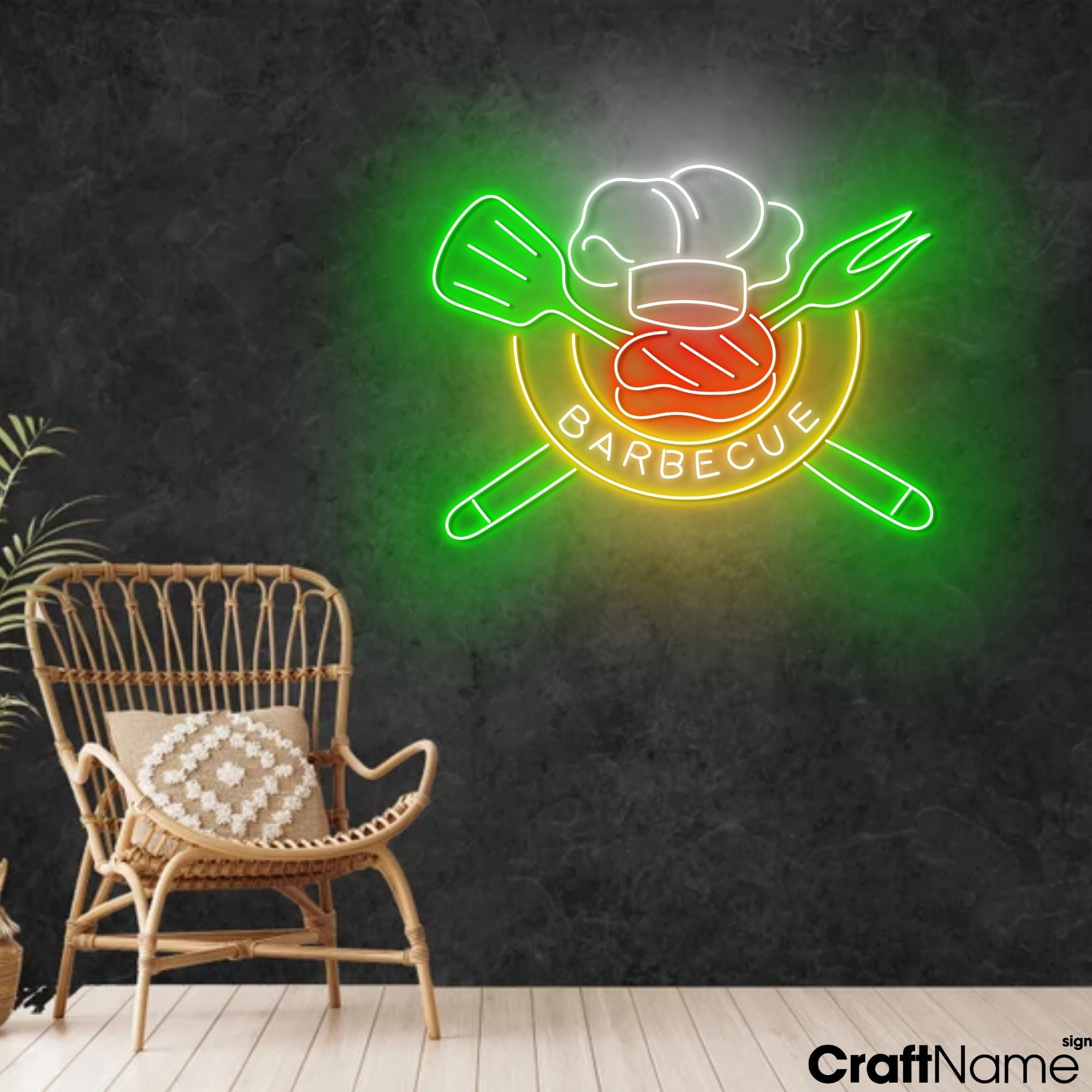 Craftnamesign Barbecue Neon Light Wall Decor, BBQ Restaurant LED Sign ...