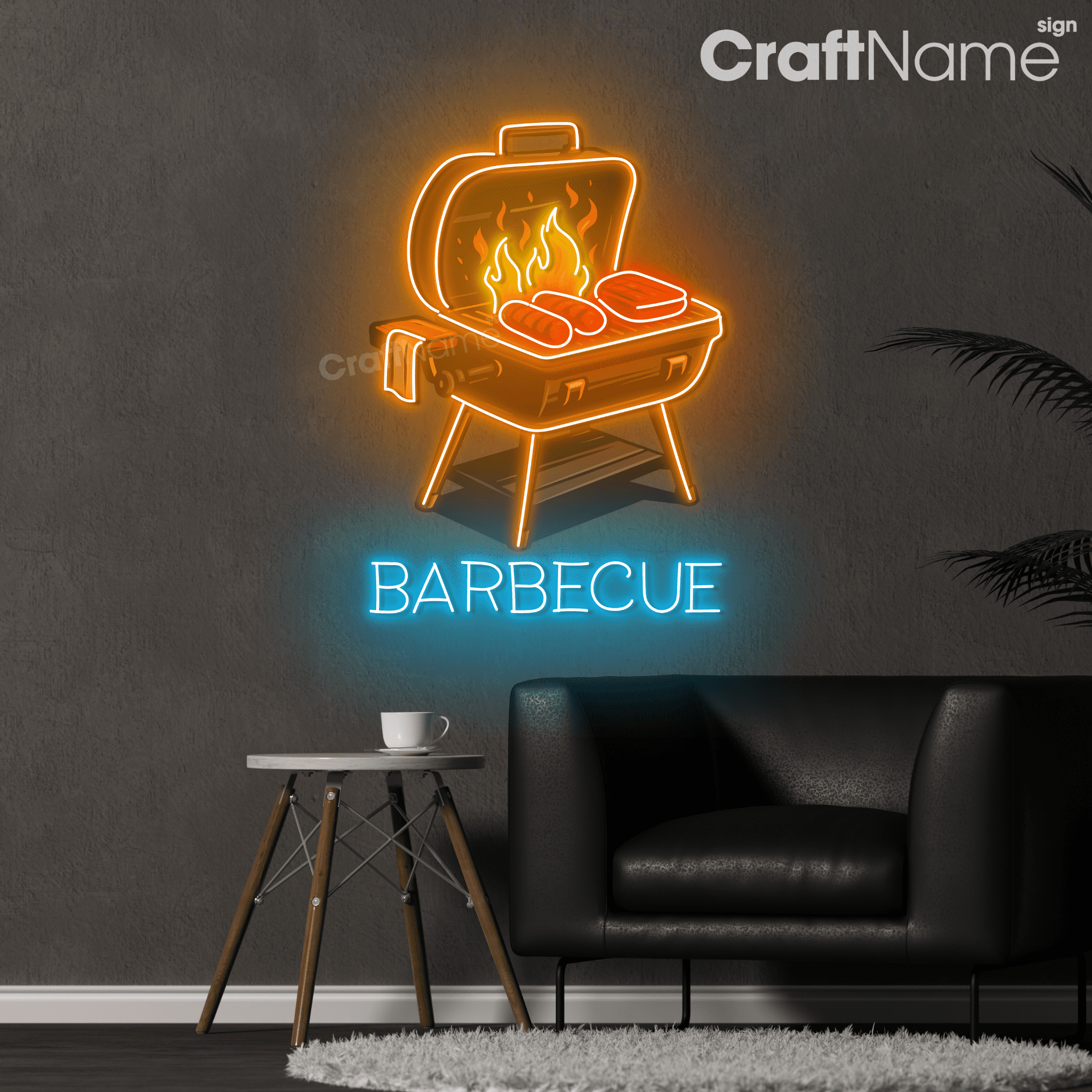 Craftnamesign Barbecue Neon Sign for BBQ Restaurant Wall Art, Steak ...