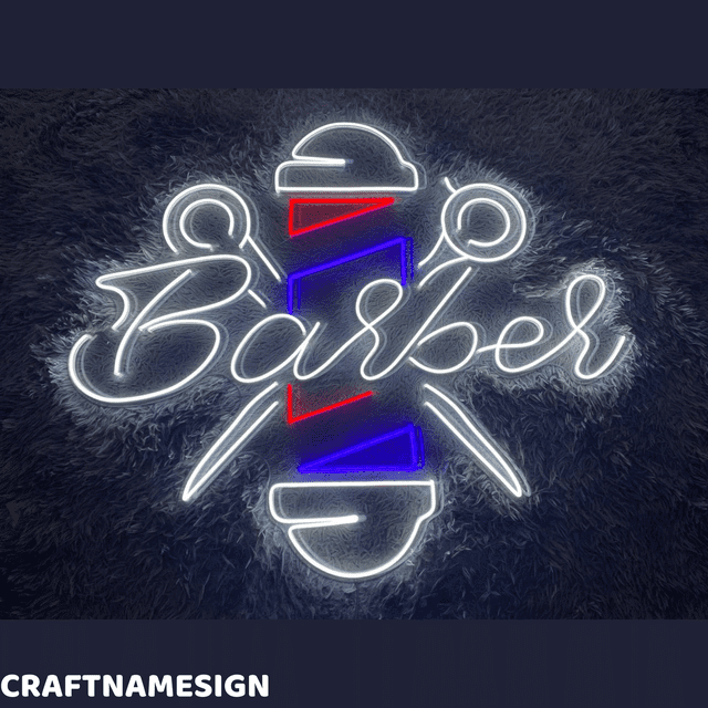 Craftnamesign Barber Neon Sign, Barber Shop Wall Decor, Hairdressing ...