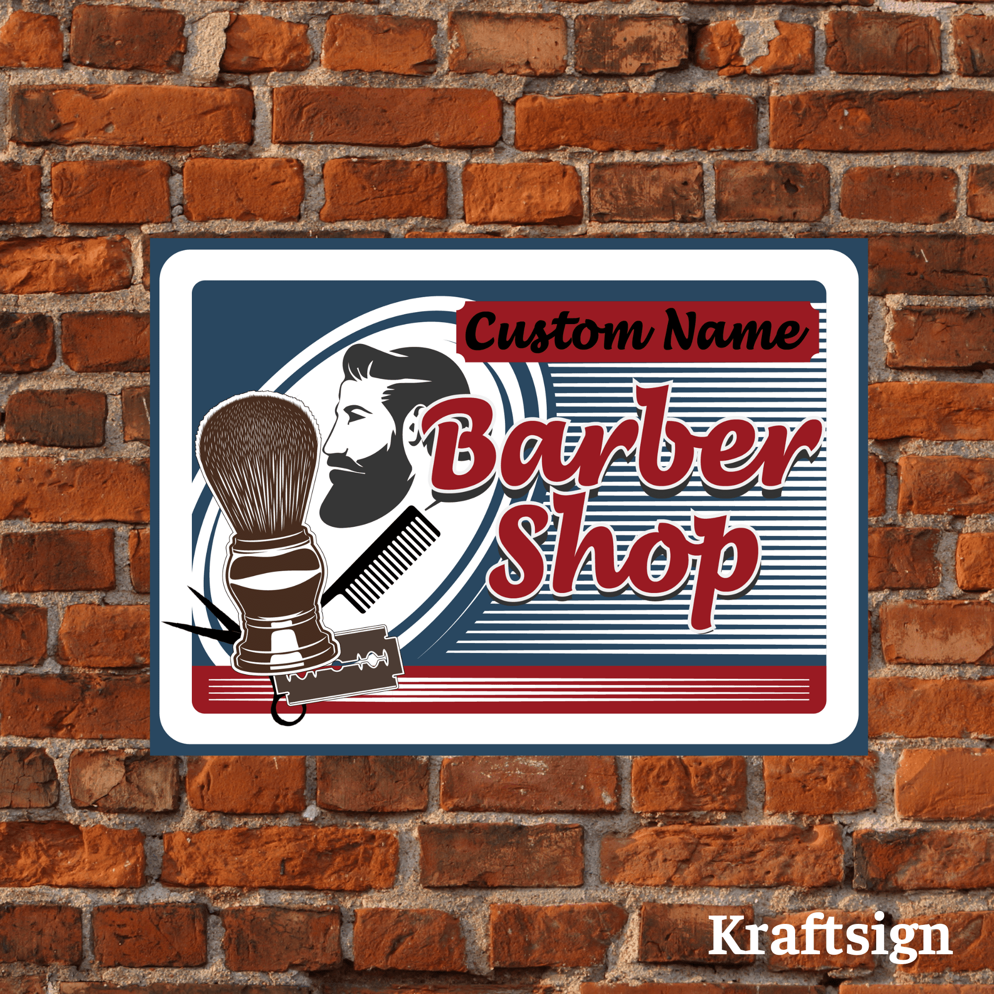 Craftnamesign Barber Shop Metal Print, Custom Barber Shop Name Decor ...