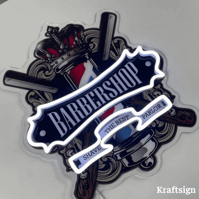 Craftnamesign Barber Shop Neon Acrylic Print Sign, Hair Salon Led Sign ...