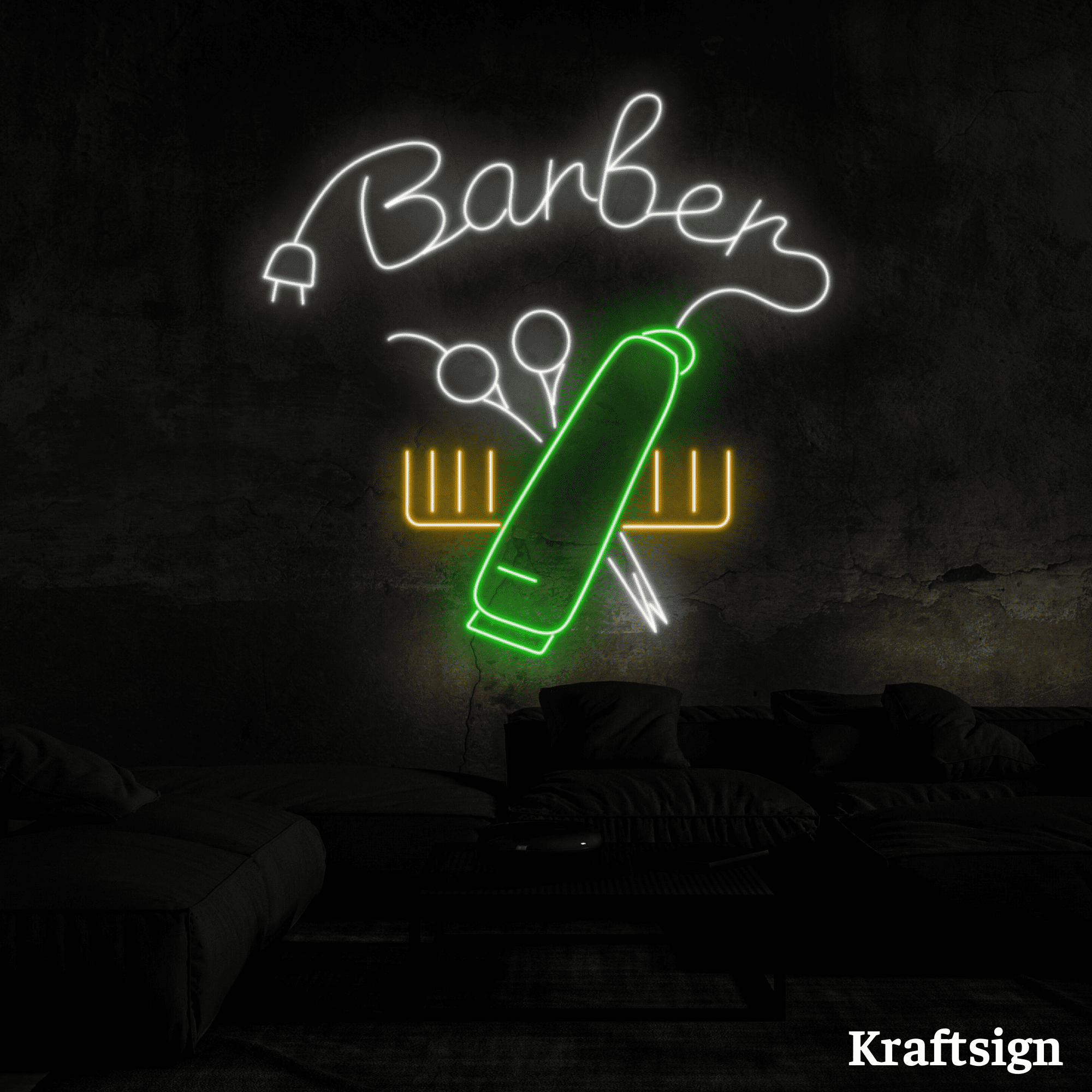 Craftnamesign Barber Tools Neon Sign, Haircut LED Sign, Barber Shop ...