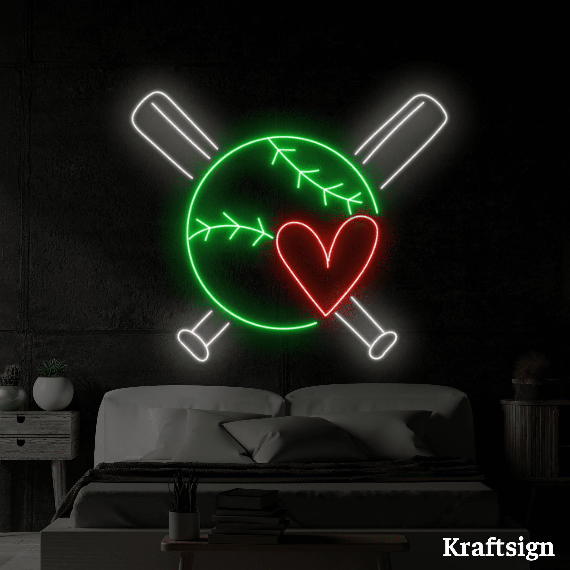 Craftnamesign Baseball Bat Ball Neon Sign, Sport Club Decor, Baseball ...