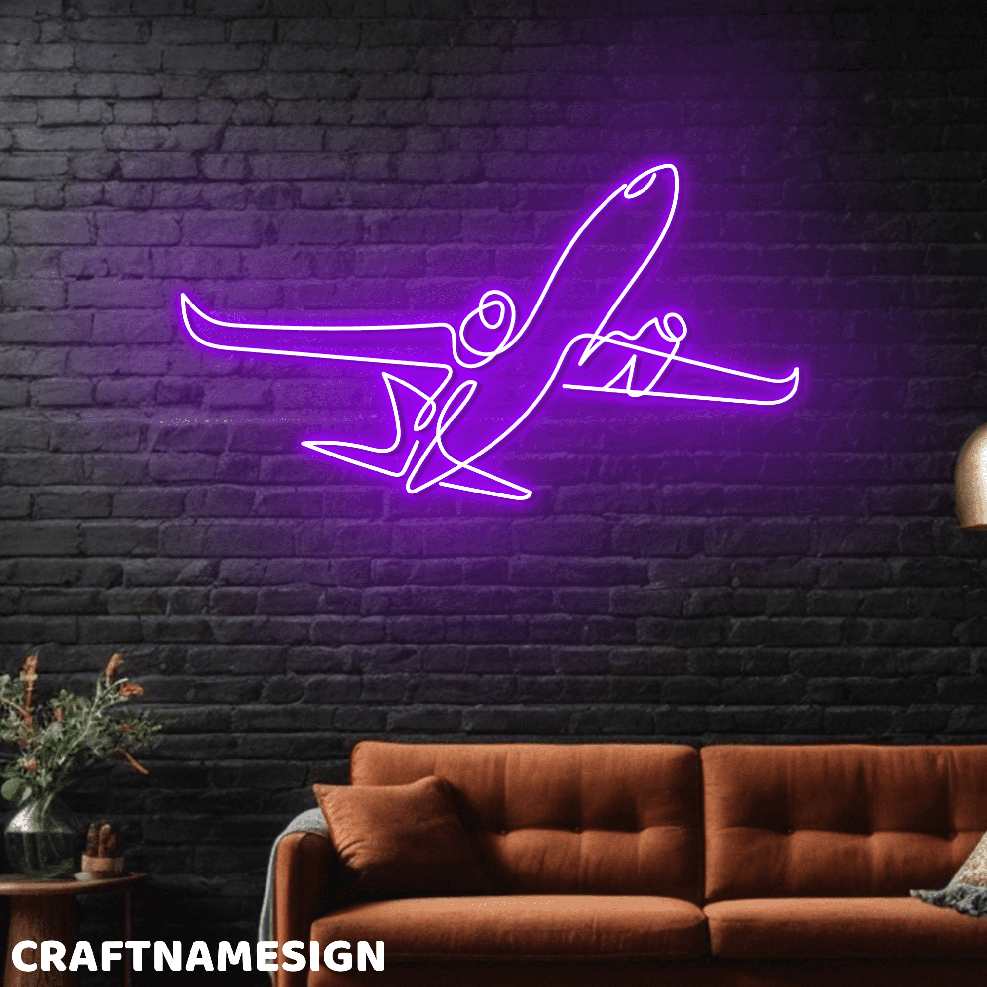 Craftnamesign Basic Plane Neon Sign, Airplane Wall Sign, Wall Decor For ...
