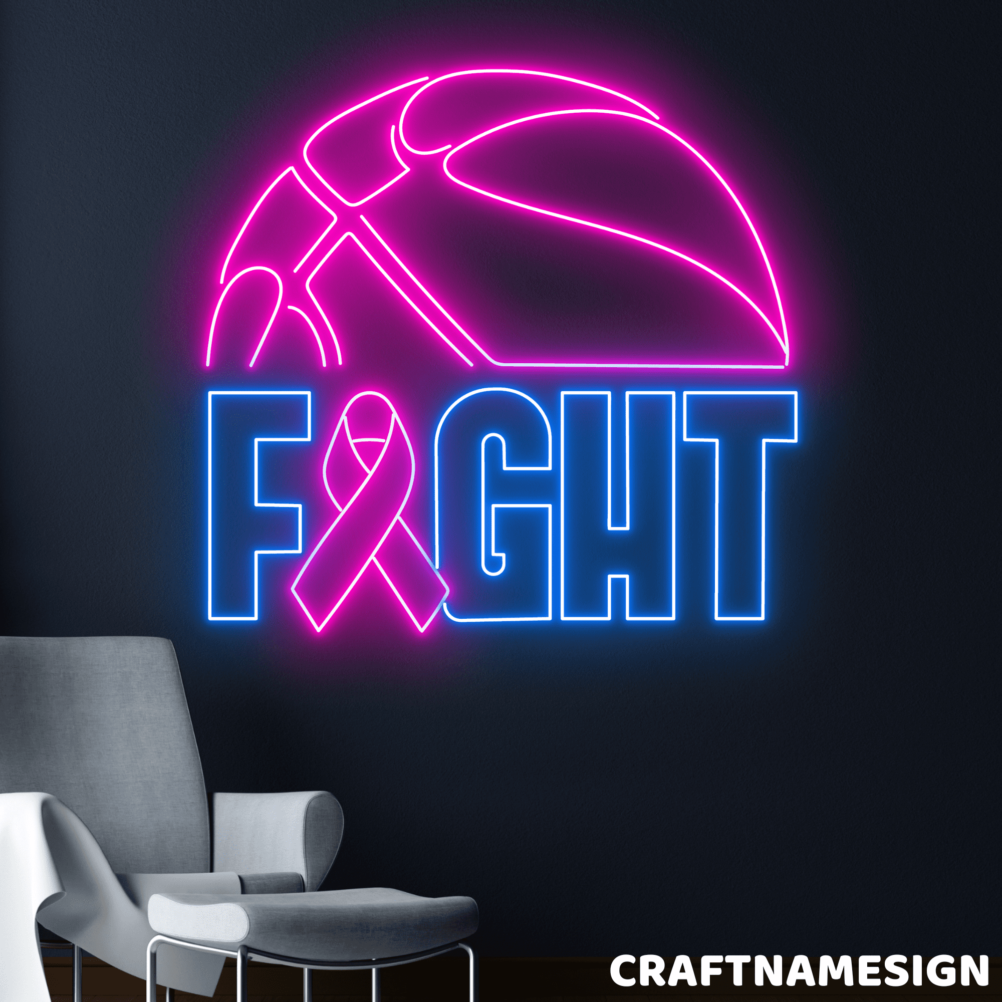 Craftnamesign Basketball Fight Neon Sign, Basketball Club Wall Art ...