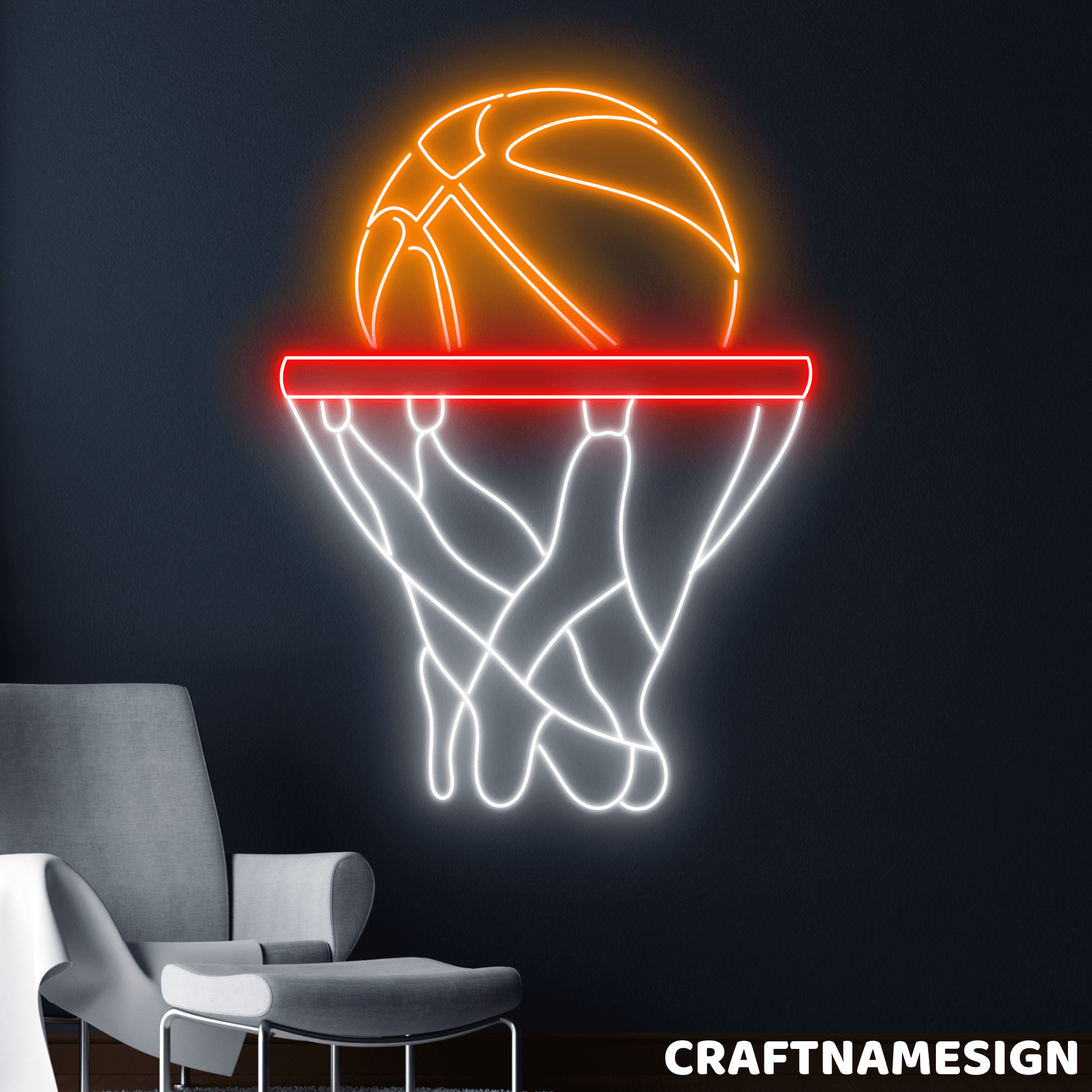 Craftnamesign Basketball Shooting Neon Sign, Basketball Wall Art ...