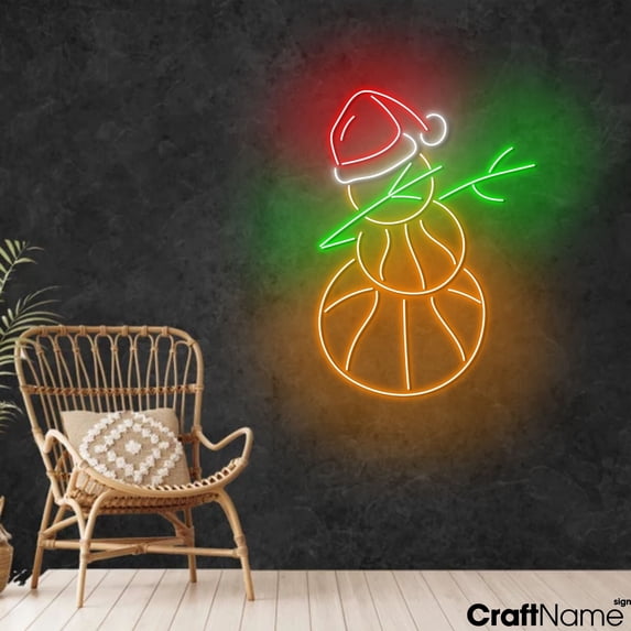 Craftnamesign Basketball Snowman Neon Light, Snowman LED Sign ...
