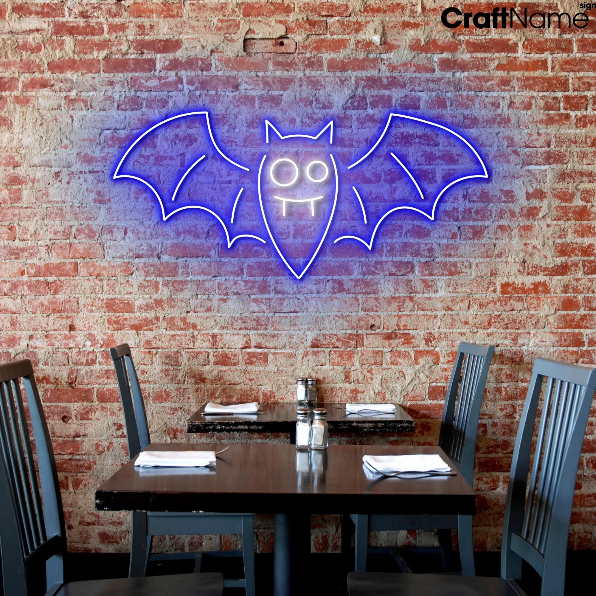Craftnamesign Bat Neon Sign Light Wall Art For Halloween Party ...