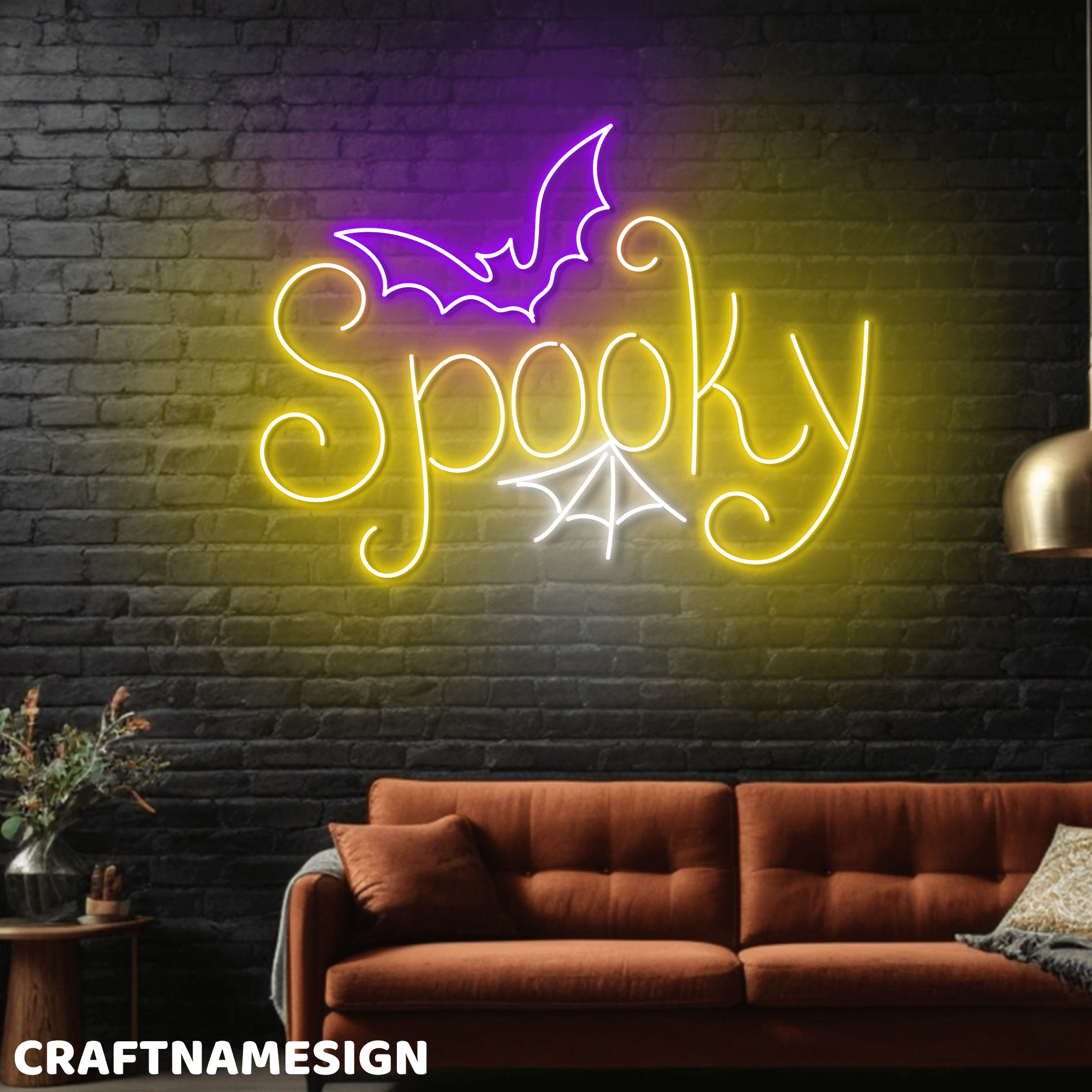 Craftnamesign Bat Spooky Neon Light For Wall Decor, Halloween LED Wall ...