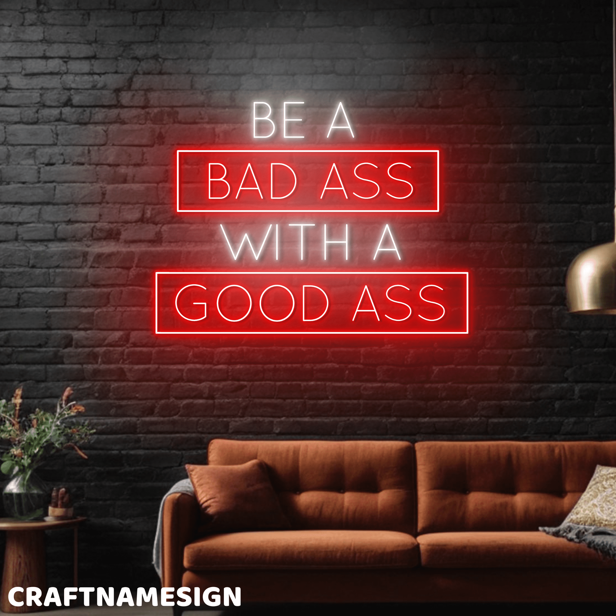 Craftnamesign Be A Bad Ass With A Good Ass LED Sign, Quote For Fitness ...
