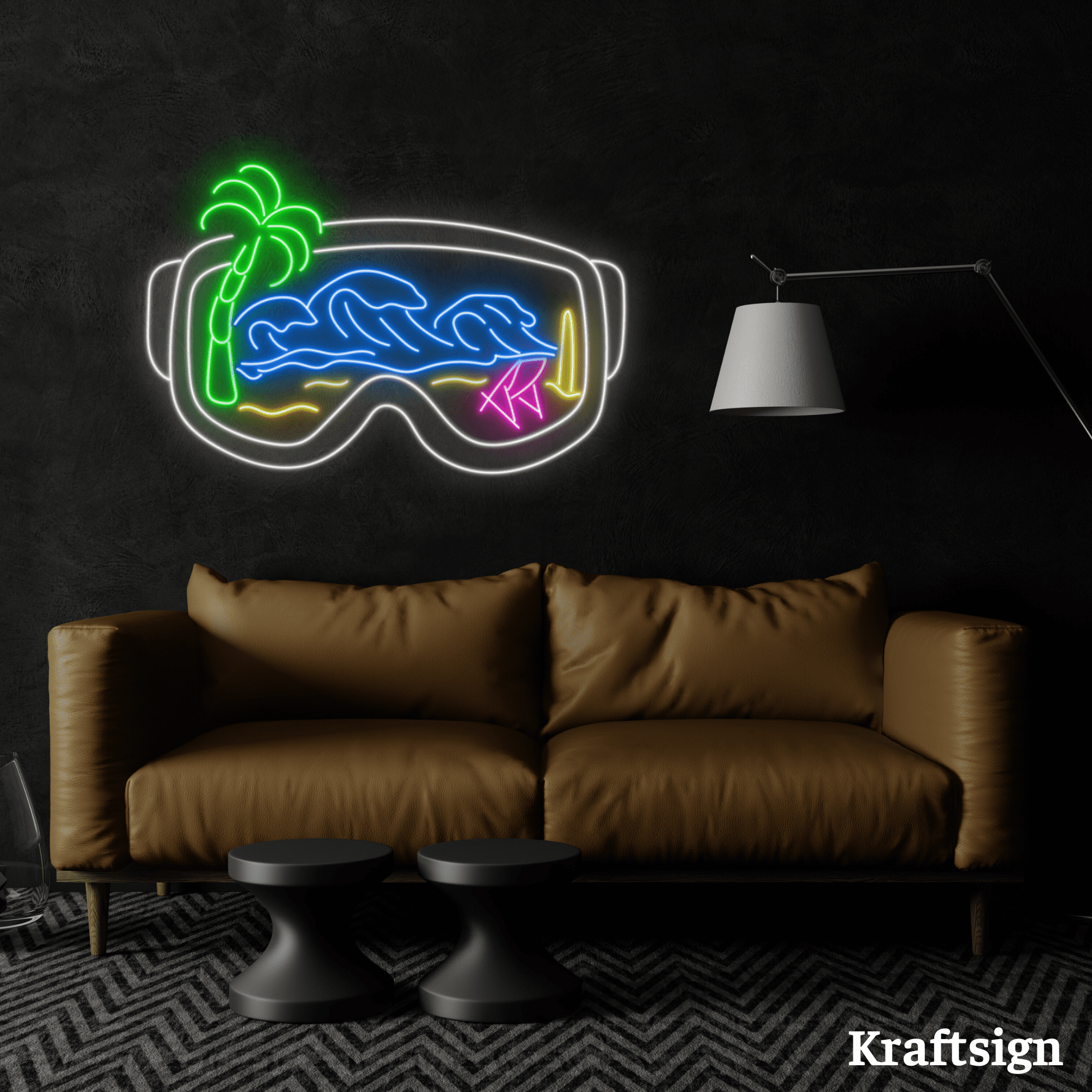 Craftnamesign Beach Diving Glasses Neon Sign, Beach Lover Gift, Room ...
