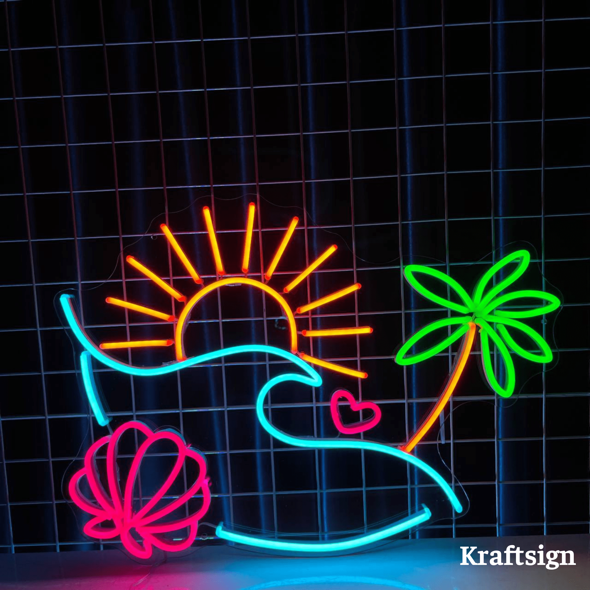 Craftnamesign Beach Landscape Neon Sign, Beach Club LED Sign, Bedroom ...