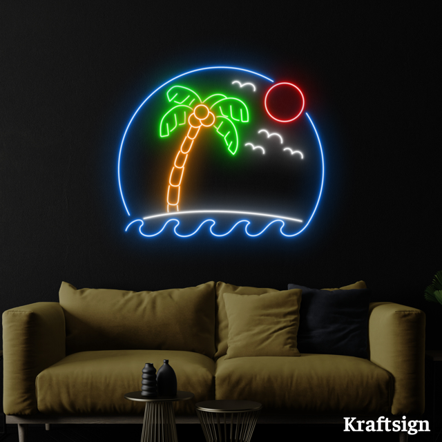 Craftnamesign Beach Neon Sign, Beach Lover Gift, Bedroom Decor, Beach ...