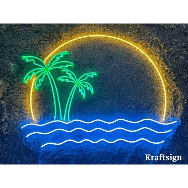 Craftnamesign Beach Neon Sign, Palm Tree LED Sign, Bedroom Decor, Sun ...