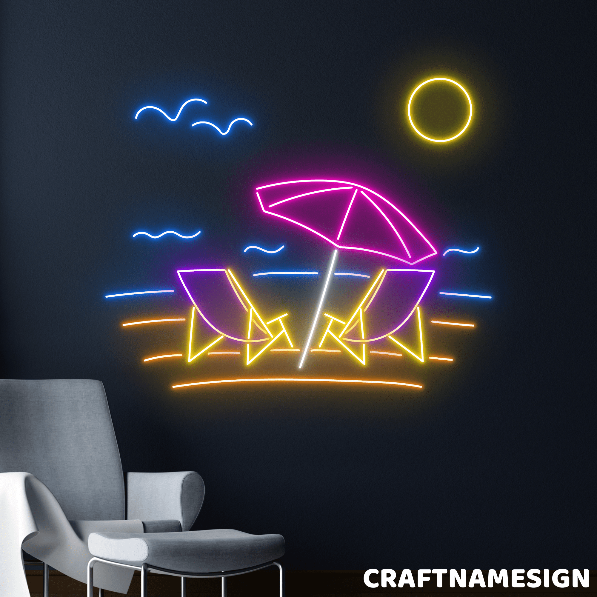 Craftnamesign Beach Neon Sign, Summer Holiday Wall Decor, Vacation Wall ...