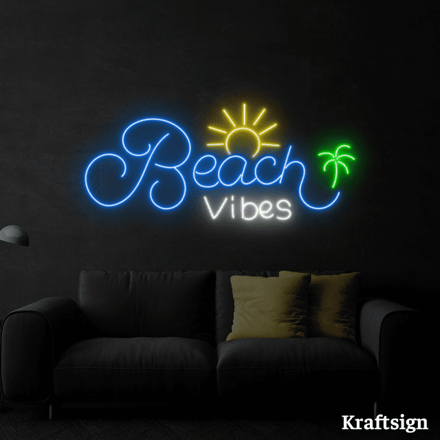 Craftnamesign Beach Vibes Neon Sign,Beach Club LED Sign,Summer Vibes ...