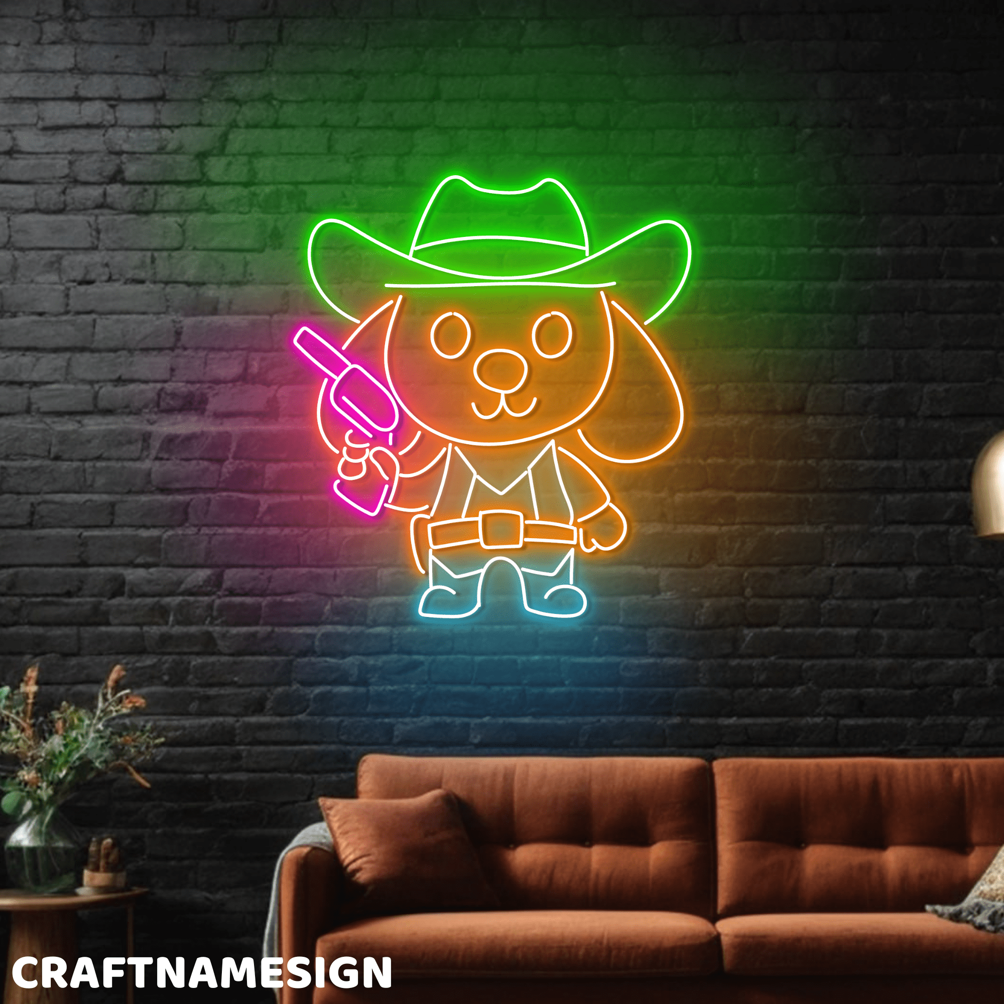 Craftnamesign Beagle Dog Cowboy Neon Sign, Cowboy Wall Art, Wall Decor ...