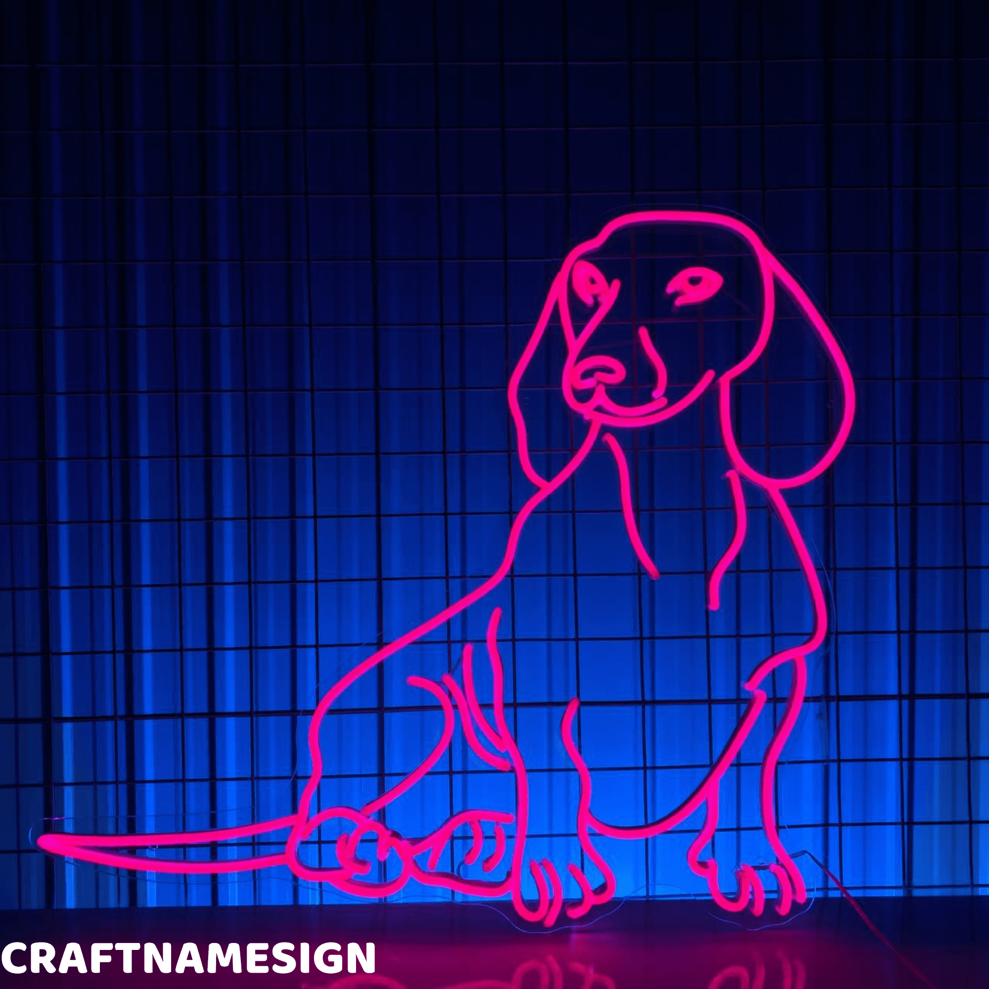 Craftnamesign Beagle Dog Neon Sign, Beagle Wall Art Decor, Dog Line Art ...
