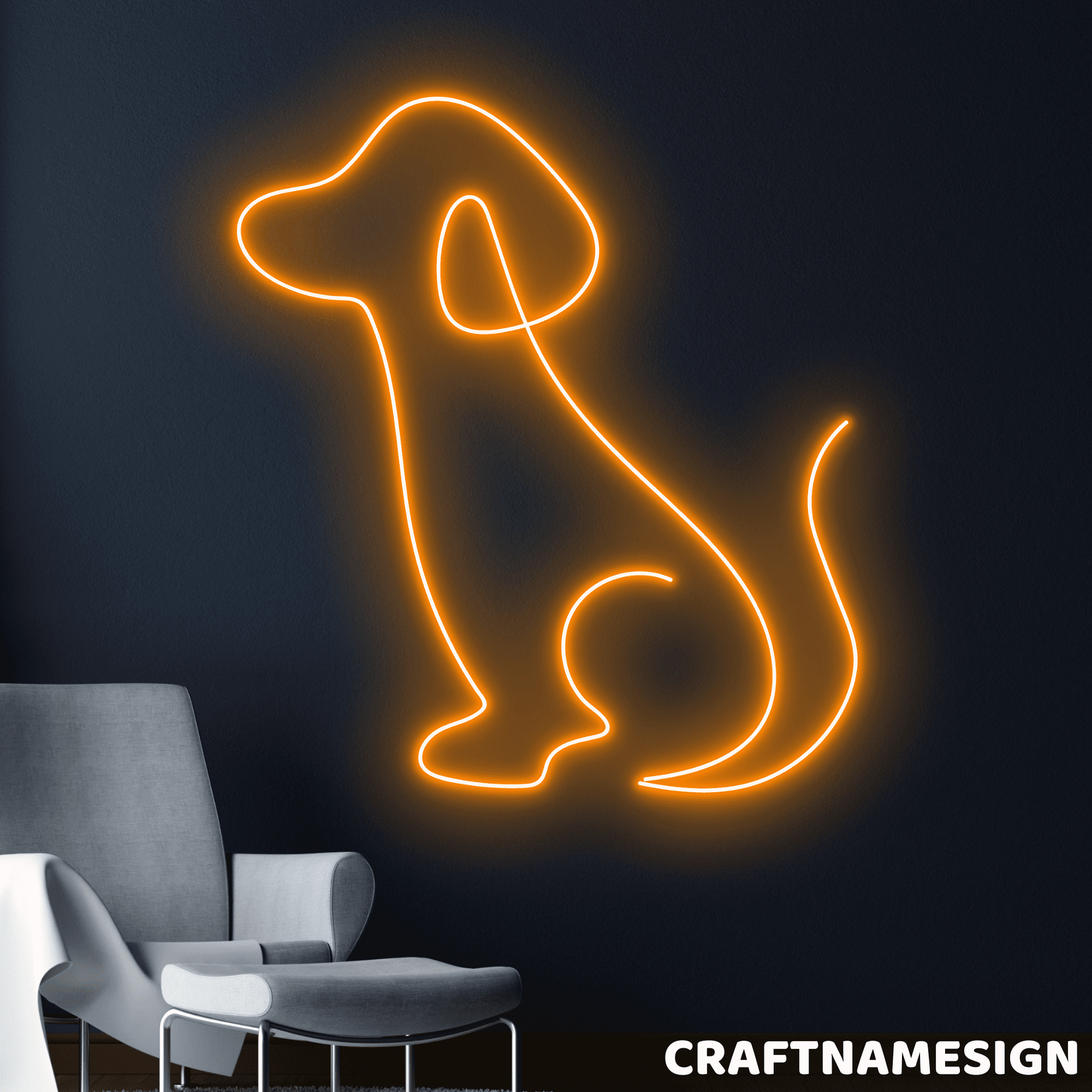Craftnamesign Beagle Dog Neon Sign, Dog Line Art Wall Decor, Bedroom ...