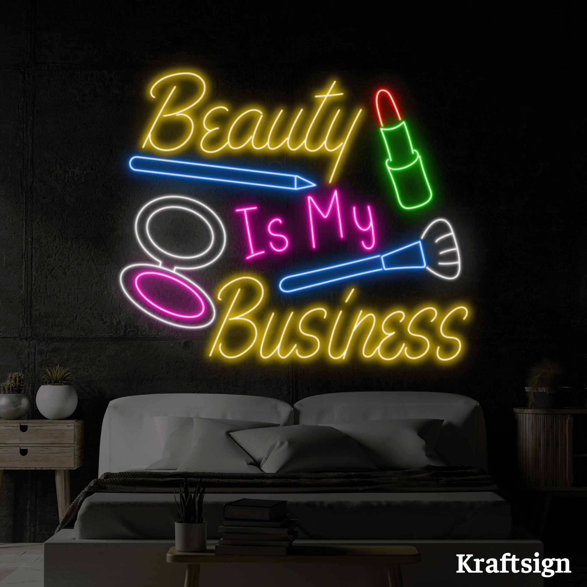 Craftnamesign Beauty Is My Business Neon Sign, Cosmetic Shop LED ...