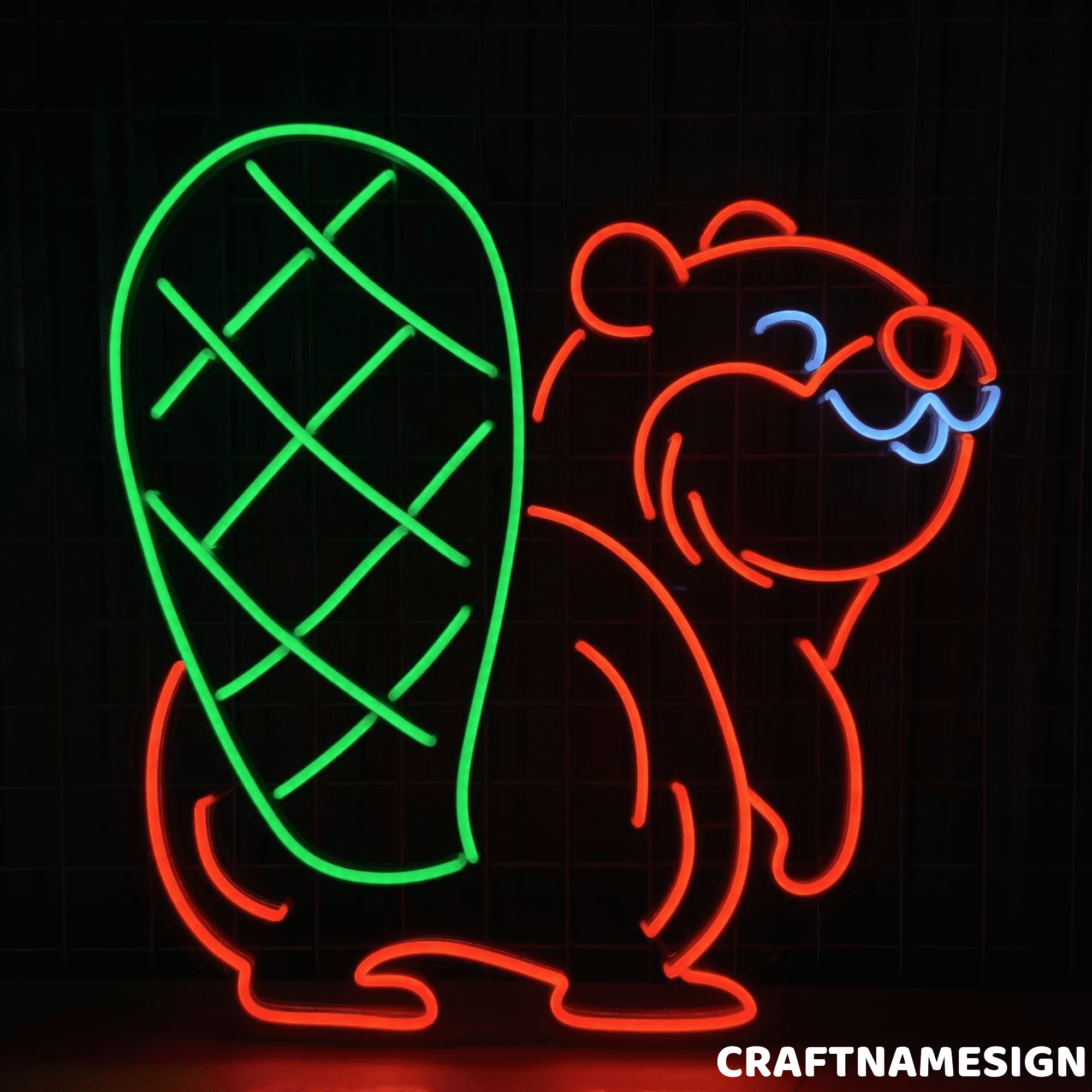 Craftnamesign Beaver Neon Light For Wall Decor, Animal LED Wall Sign ...