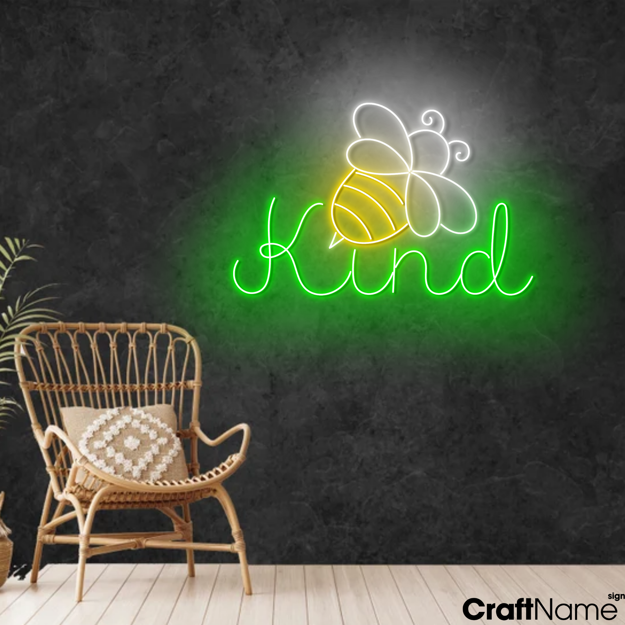 Craftnamesign Bee Be Kind LED Light Wall Sign For Nursery Store ...