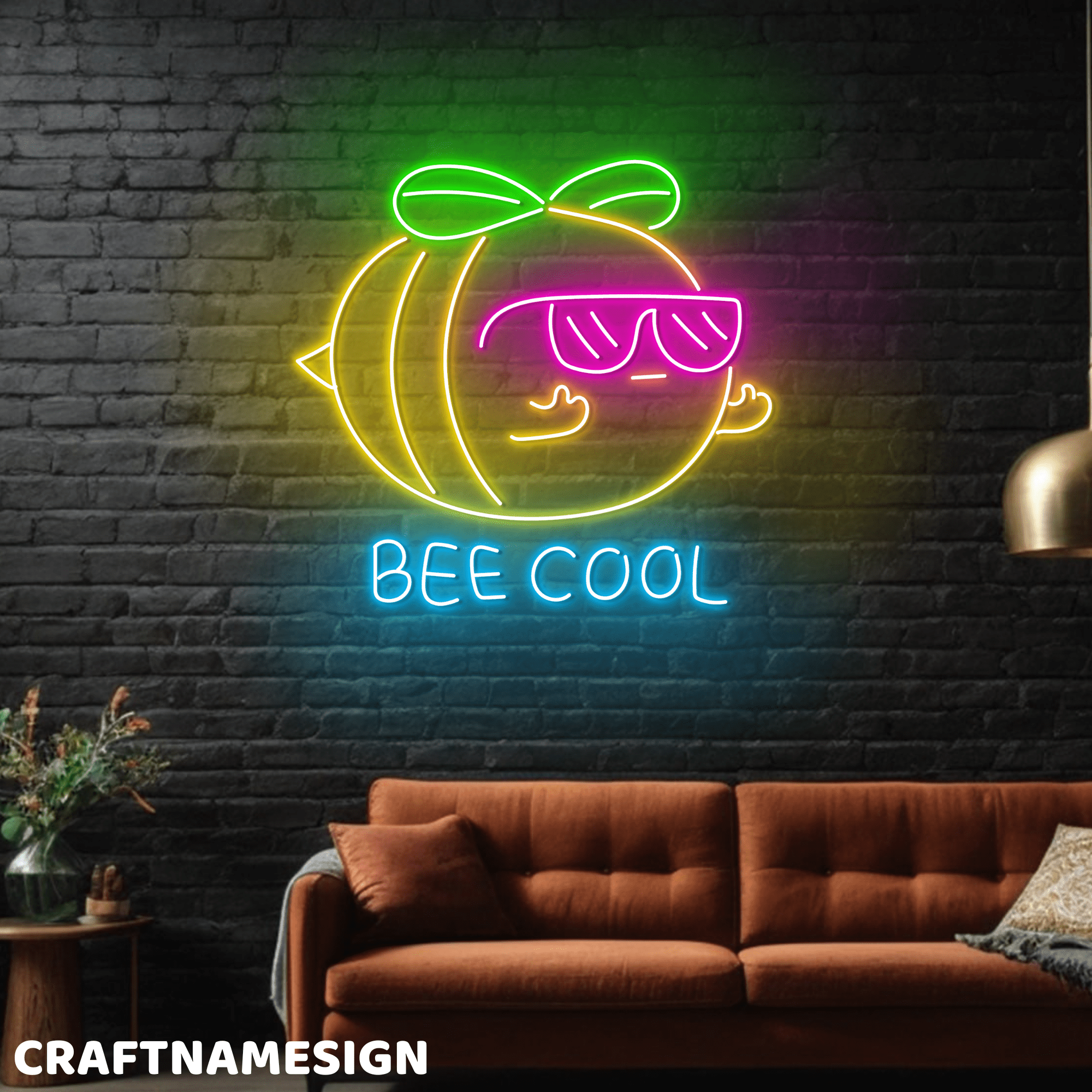 Craftnamesign Bee Cool Neon Light For Nursery Bedroom Wall Decor ...