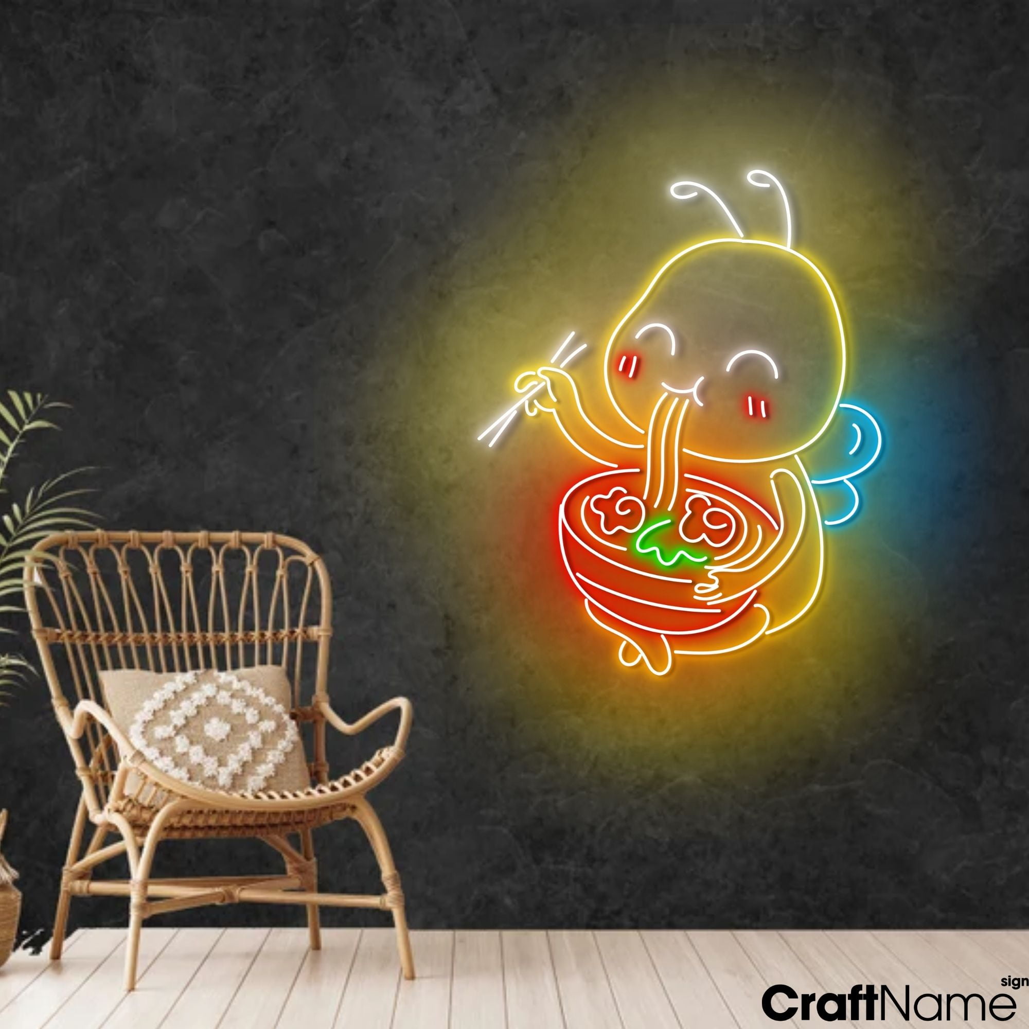 Craftnamesign Bee Eat Ramen Neon Light, Restaurant Wall Decor, Ramen ...