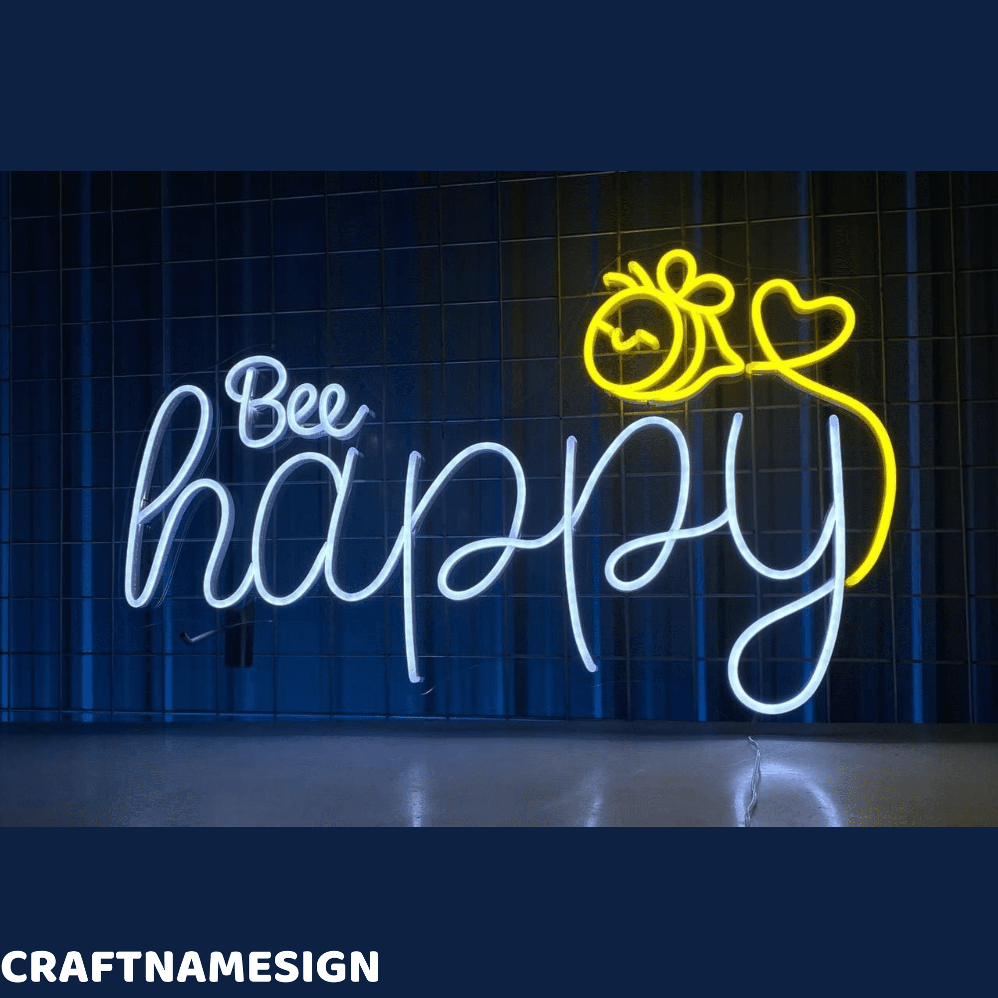 Craftnamesign Bee Happy Neon Sign, Coffee Shop Wall Decor, Bedroom Wall ...