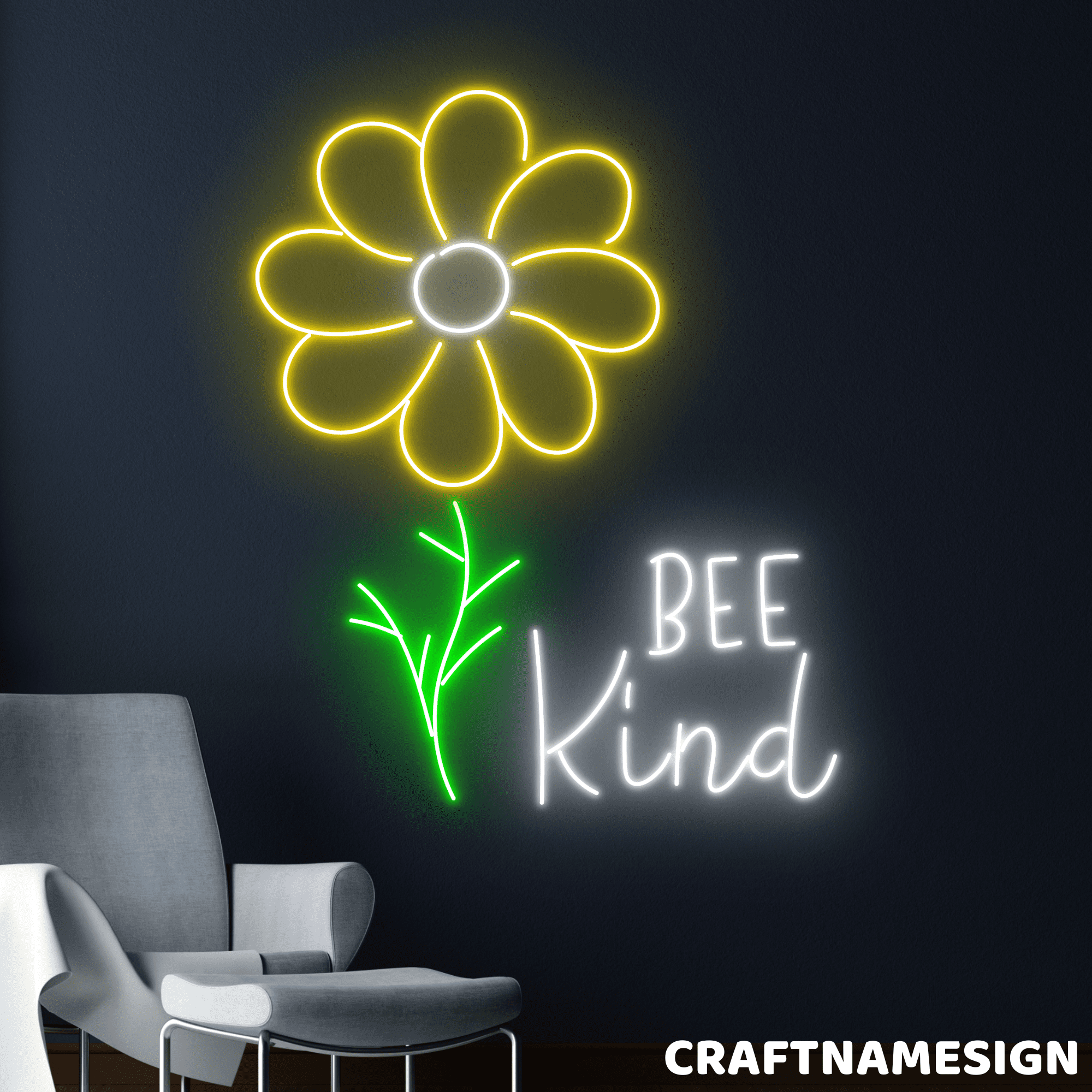 Craftnamesign Bee Kind Neon Sign, Be Kind Wall Decor, Nursery Room Wall ...