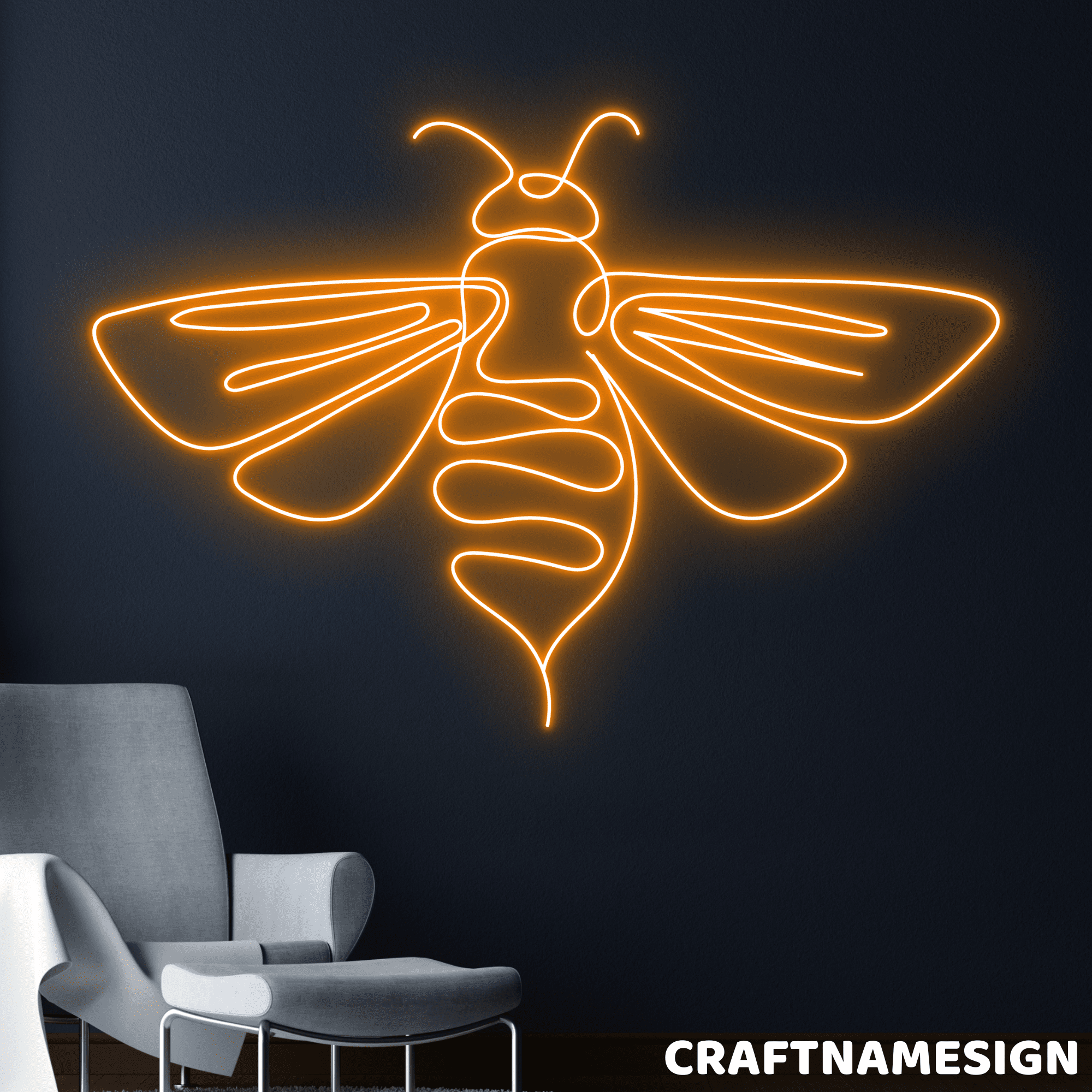 Craftnamesign Bee Line Art Neon Sign, Bedroom Wall Art, Coffee Store ...