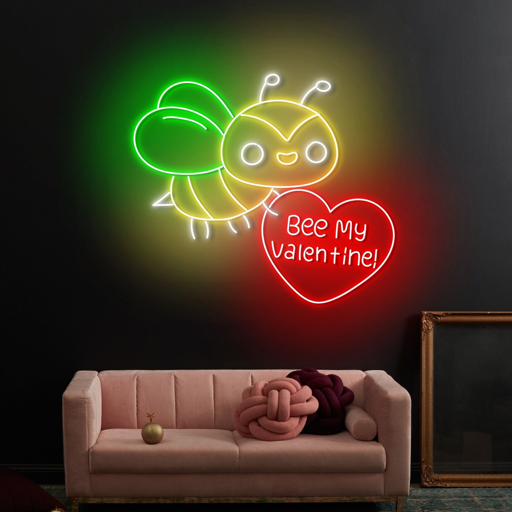 Craftnamesign Bee My Valentine Neon Light, Bee Valentine Led Sign, Be ...