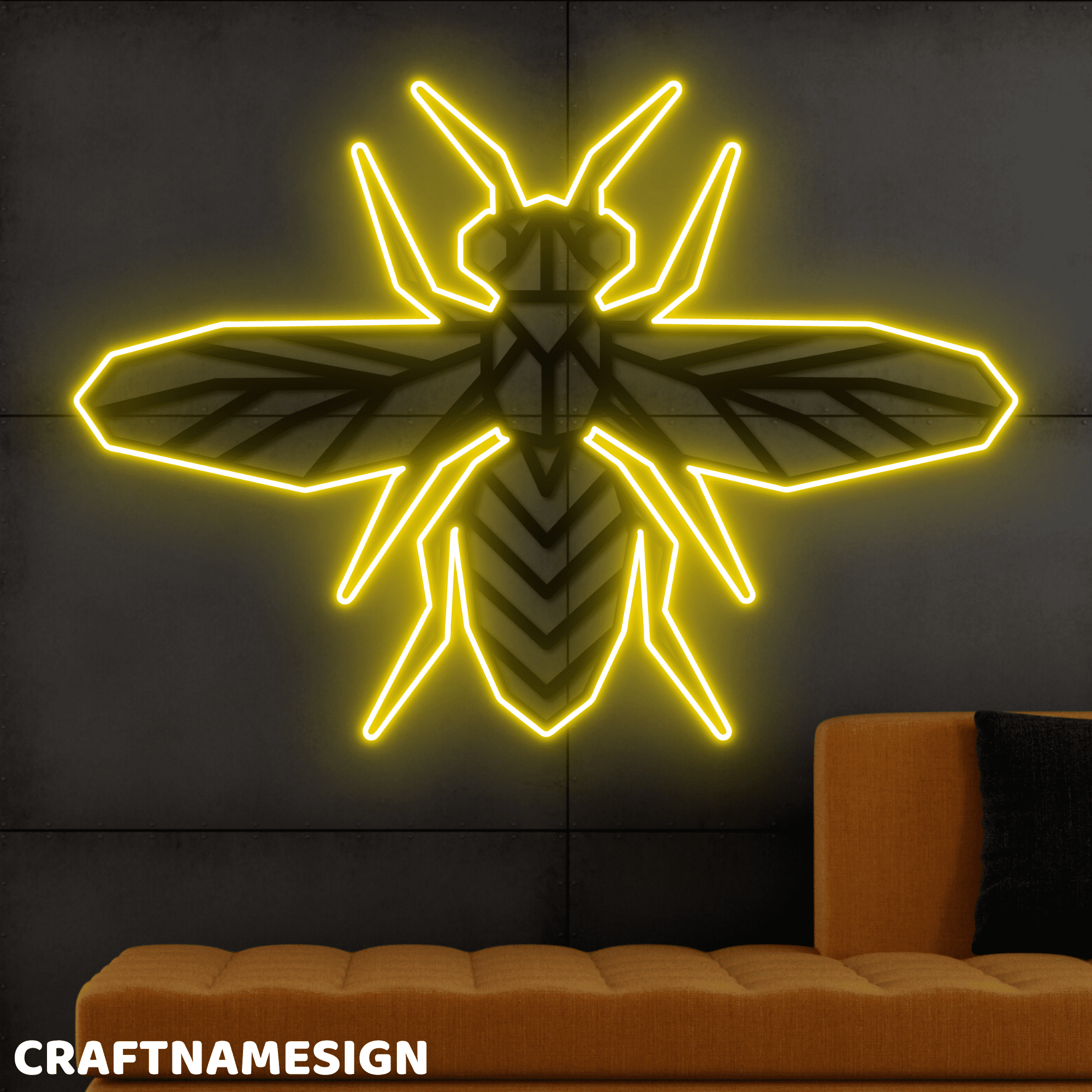 Craftnamesign Bee Neon Decal, Kids Zone Wall Sign, Bedroom Wall Art ...