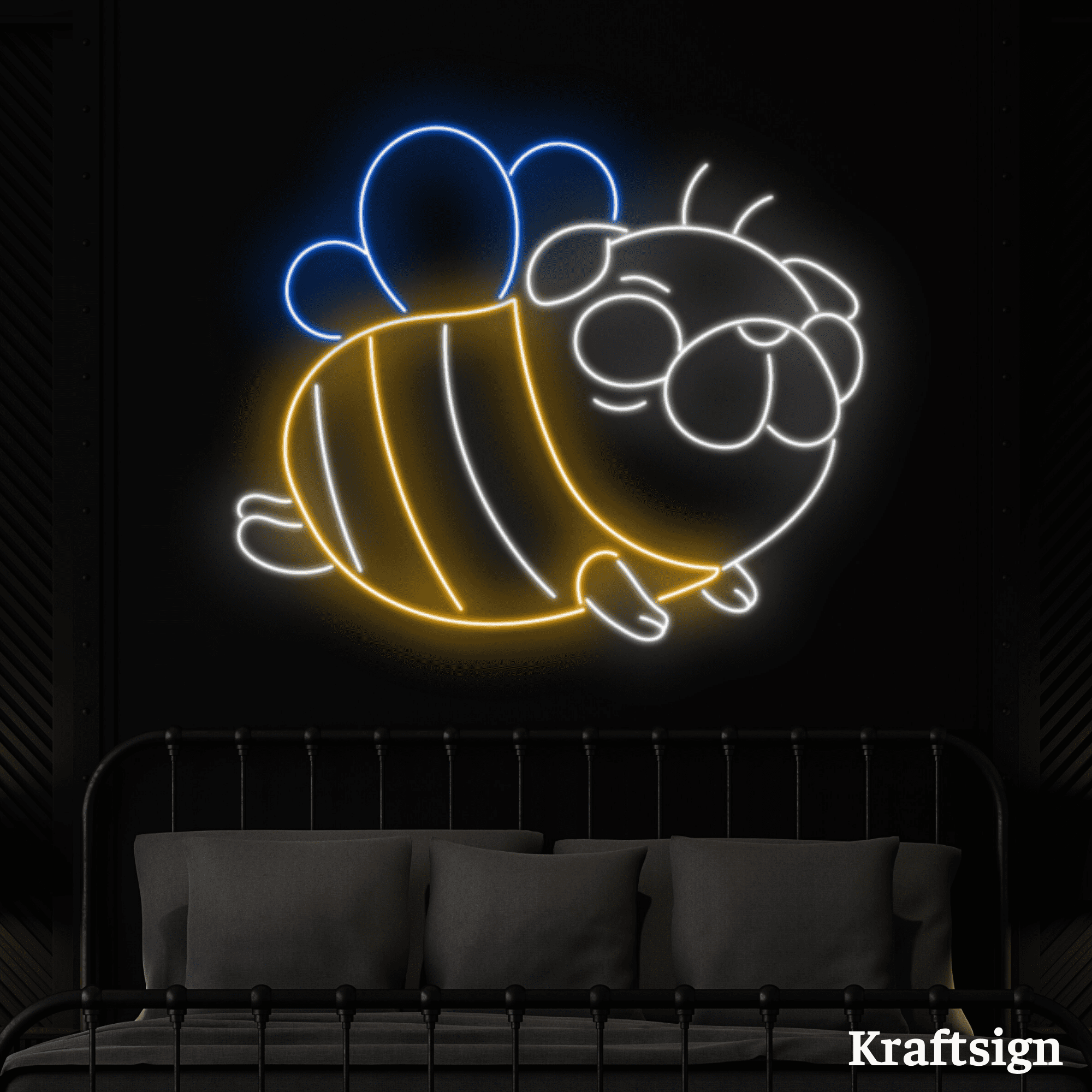 Craftnamesign Bee neon Sign, Bulldog LED Sign, Nursery Kid Room Decor ...