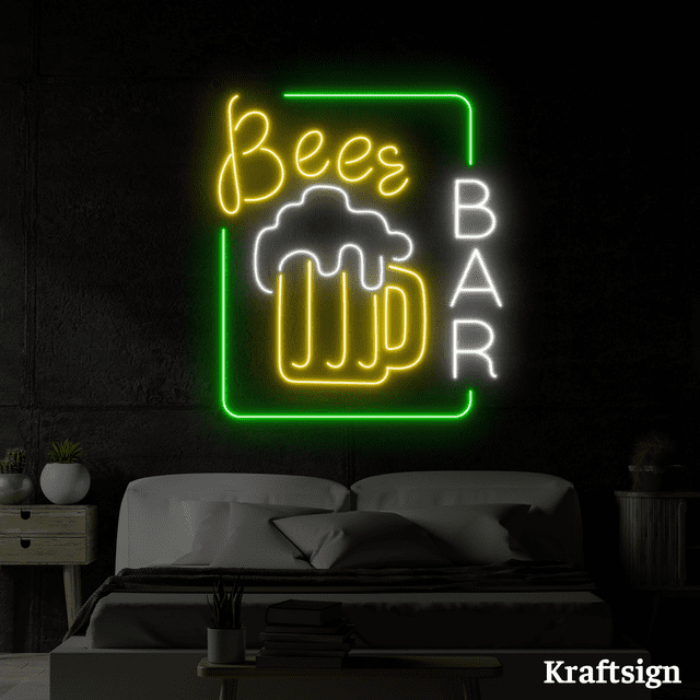 Craftnamesign Beer Bar Neon Sign, Beer Shop LED Sign, Restaurant Decor ...