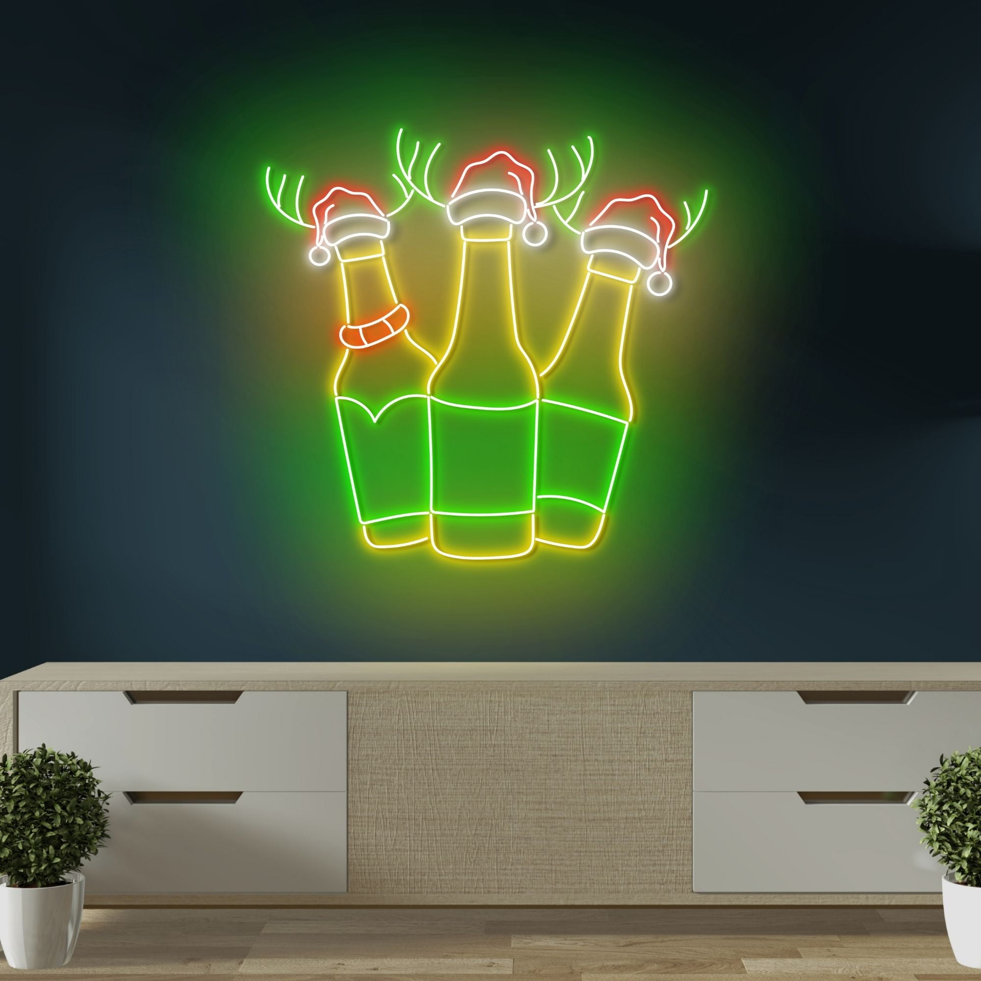 Craftnamesign Beer Bottle Christmas Neon Light, Beer Club Christmas Led ...