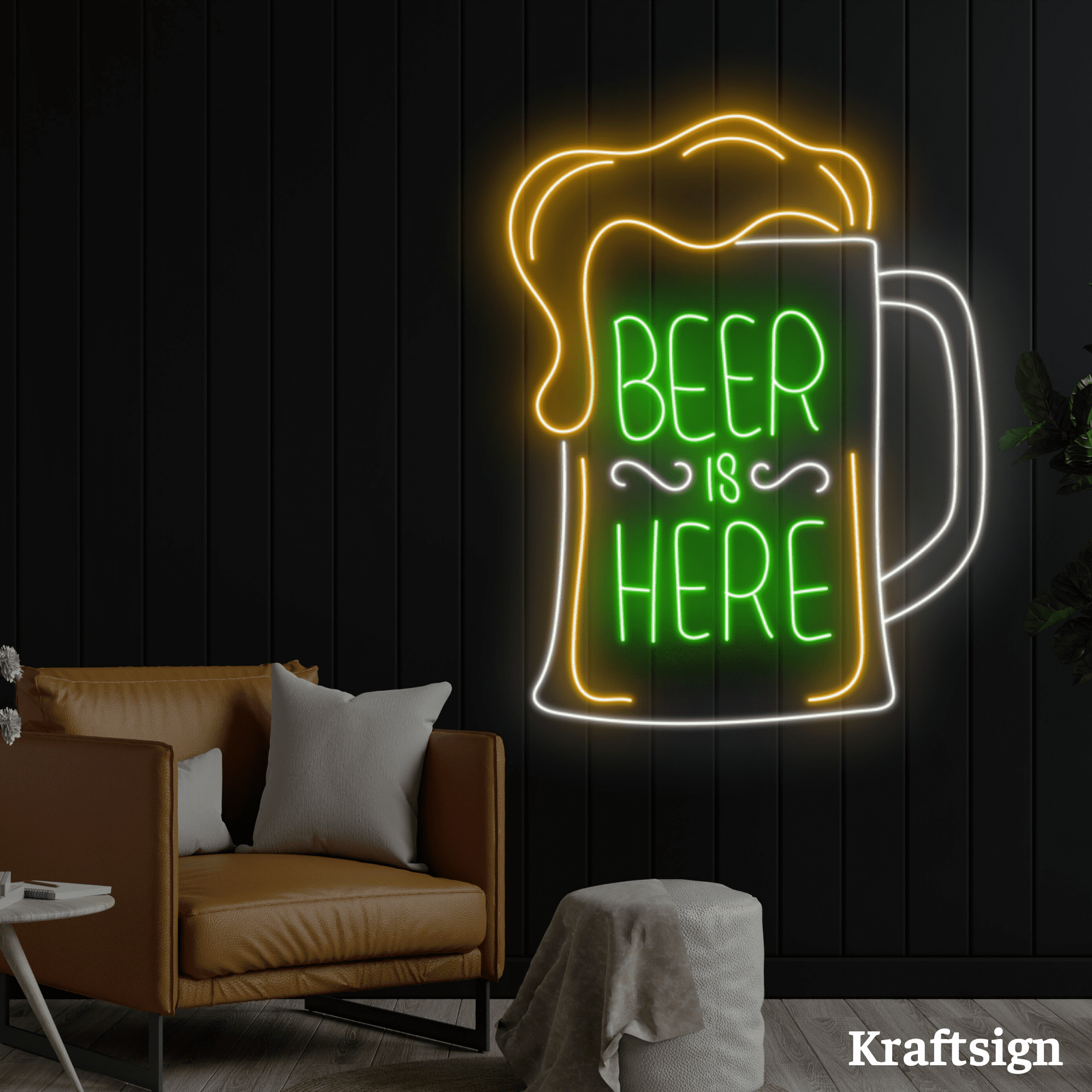 Craftnamesign Beer Here Neon Sign, Beer Restaurant Decor, Beer Shop ...