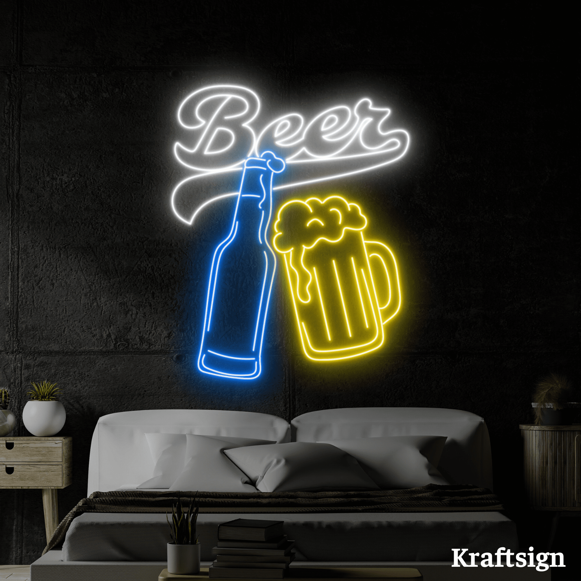 Craftnamesign Beer Neon Sign, Beer Shop Restaurant Decor, Beer LED ...